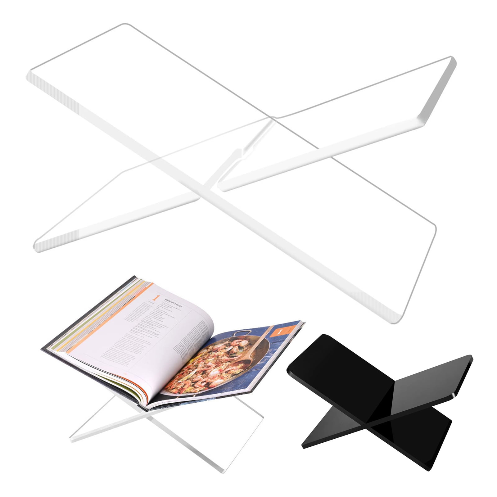 Hariumiu 2Pcs/Set Acrylic Book Stand Holder X-Shaped Design Clear Style ...