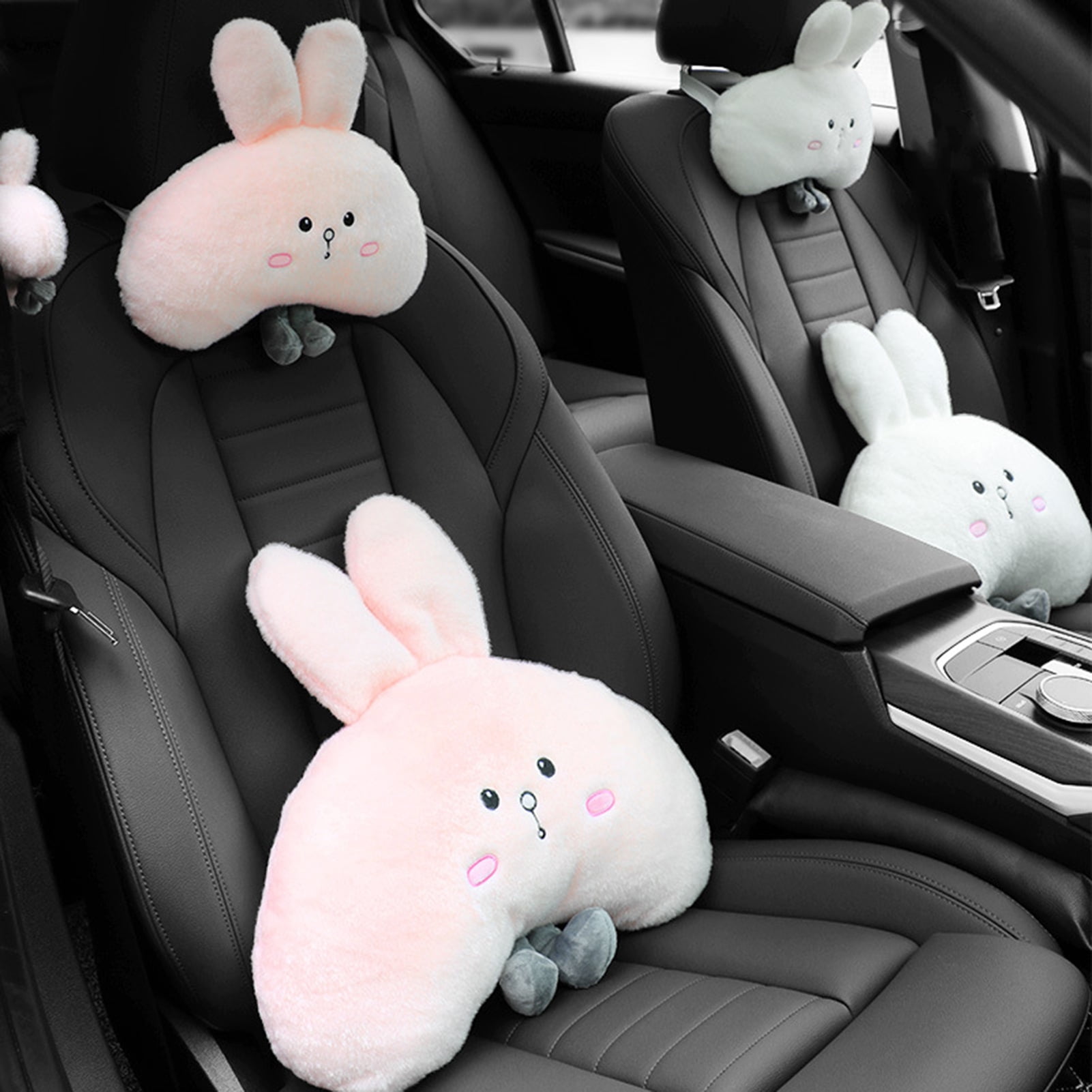 Hariumiu 2Pcs/Set Plush Rabbit Car Headrest Pillow Universal SUV Truck ...