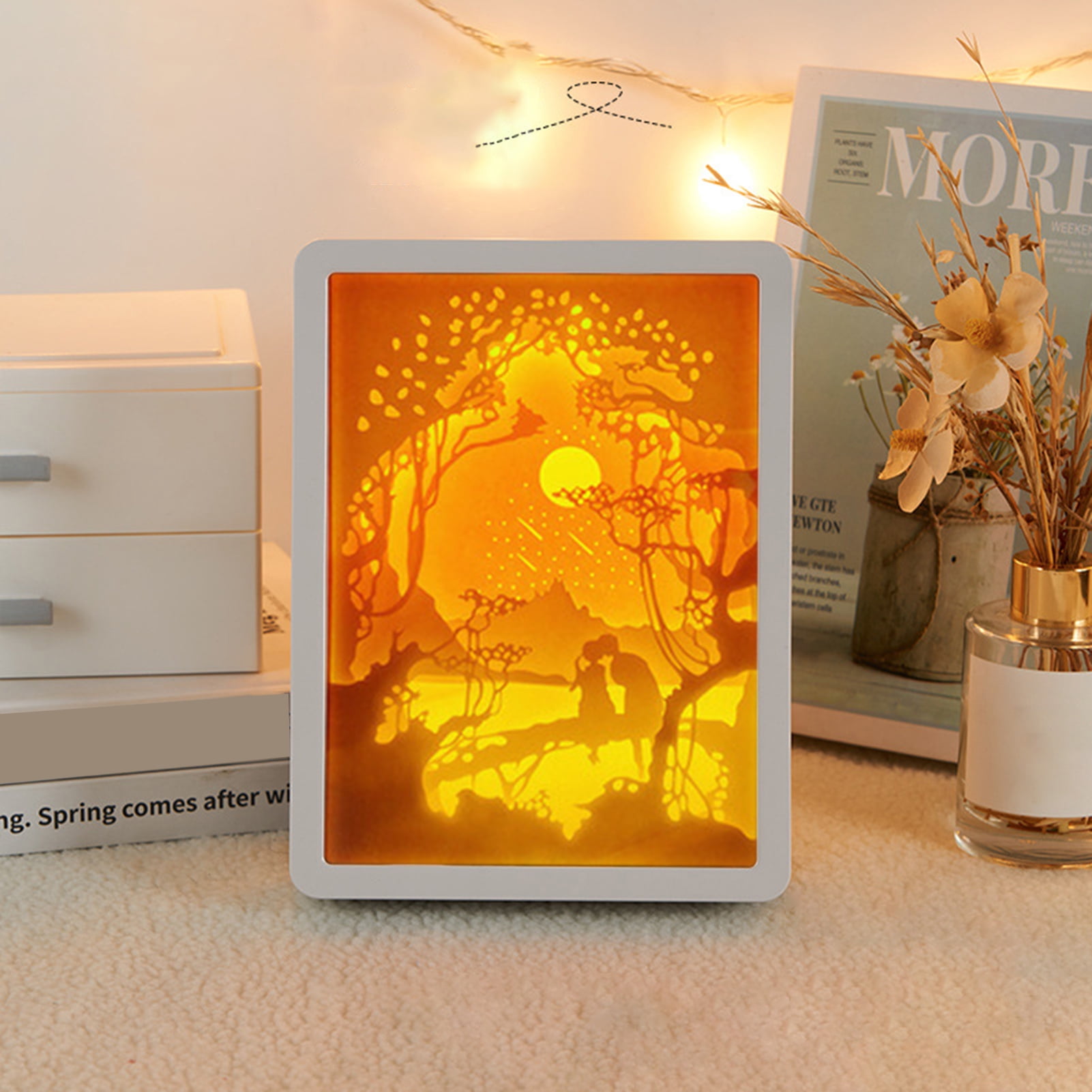 Hariumiu 3D Paper Carving Night Light Soft Glow Rechargeable Creative ...