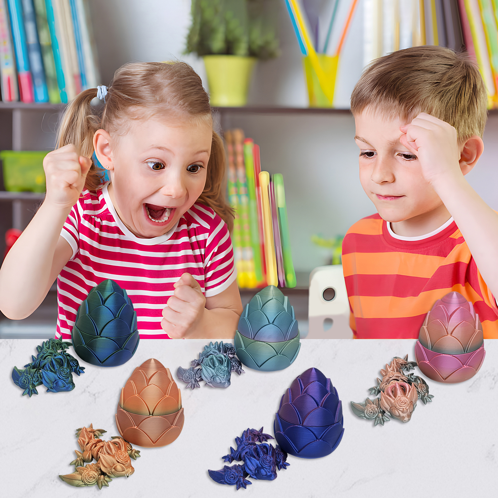 Hariumiu 3D Printed Dragon Egg Rose Dragon Statue in Egg Box Tabletop ...