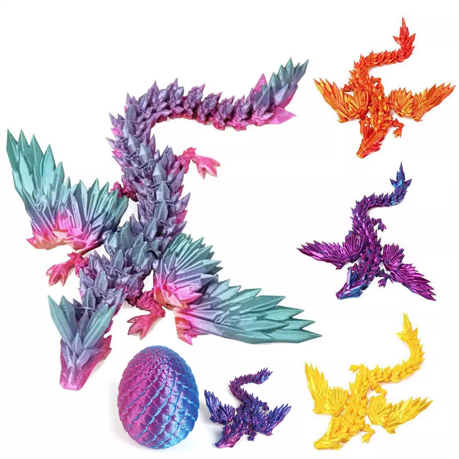 Hariumiu 3D Printed Flying Dragon Figurine Movable Joints Chinese ...