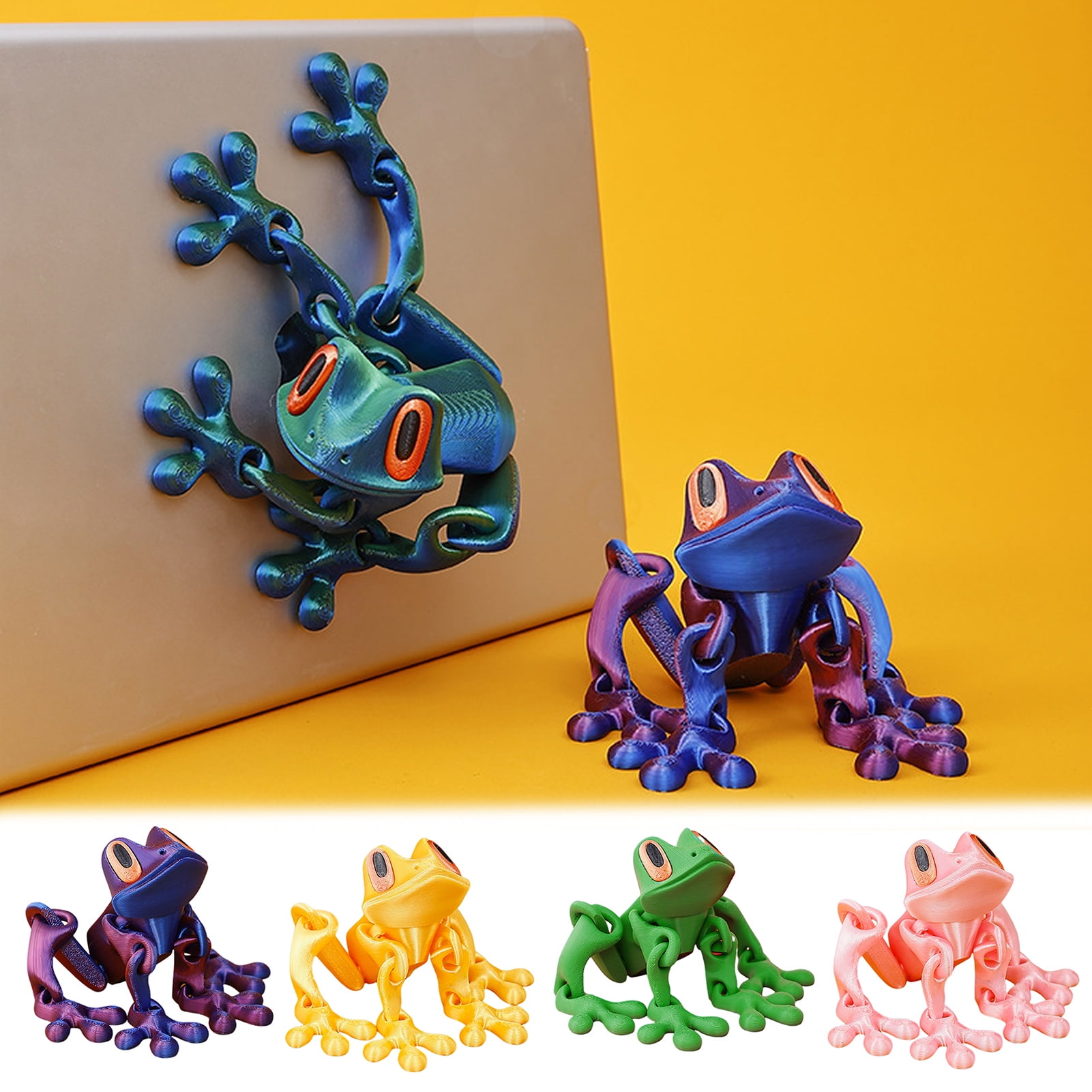 Hariumiu 3D Printed Frog Figurine Magnetic Movable Joints Frog Figure ...