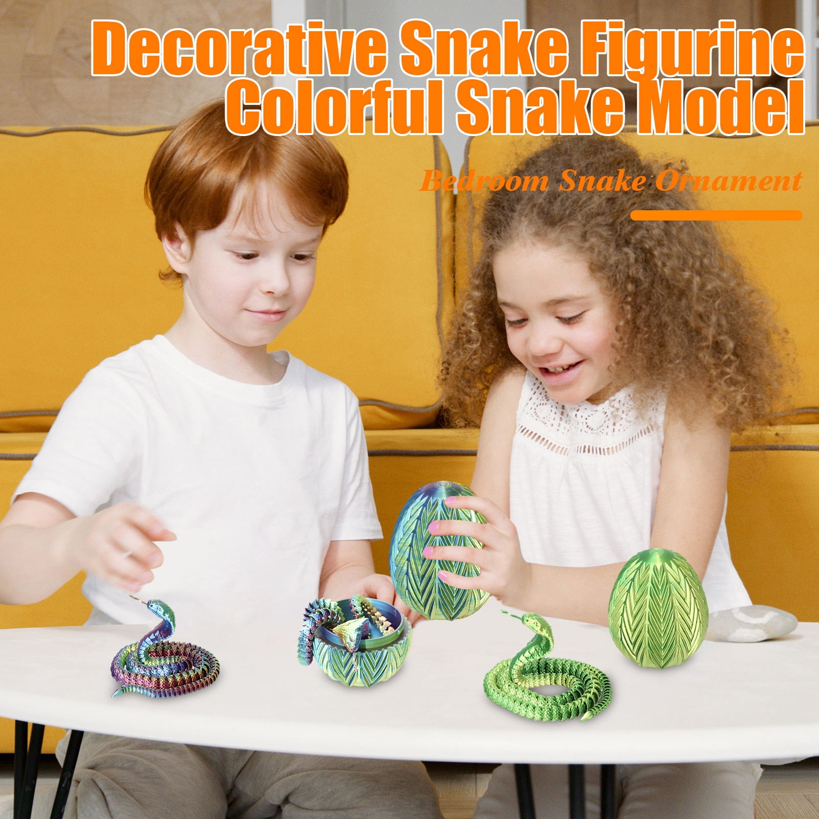 Hariumiu 3D Printed Snake Egg Figurine Movable Joints Snake Figure ...