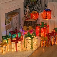 Northlight Lighted Rattan Christmas Gift Boxes with Pinecones - LED ...