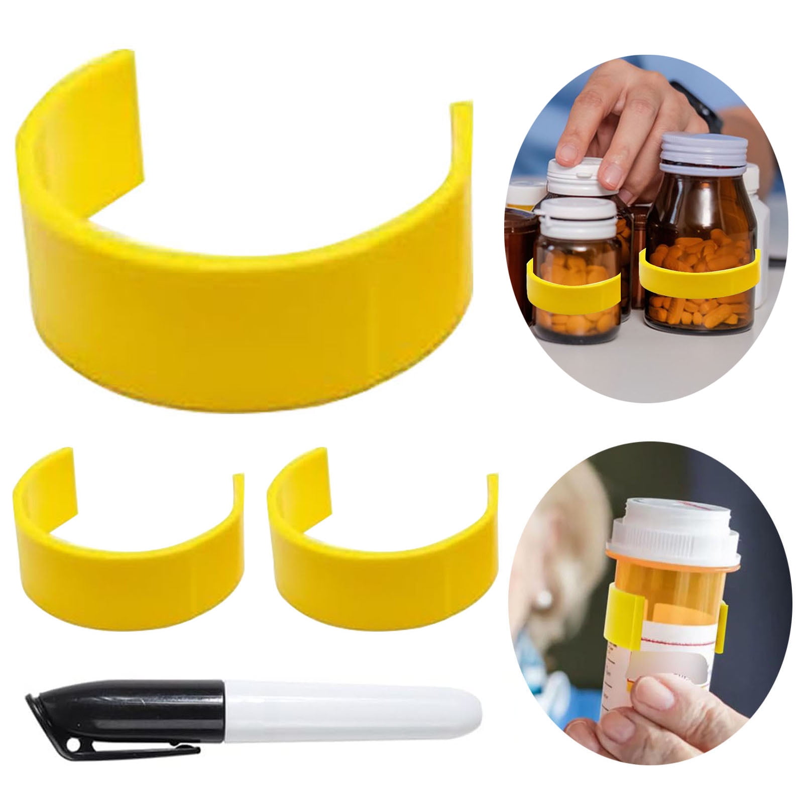 Hariumiu 3Pcs/Set Pill Bottle Label Clip with Marker Pen Easy ...