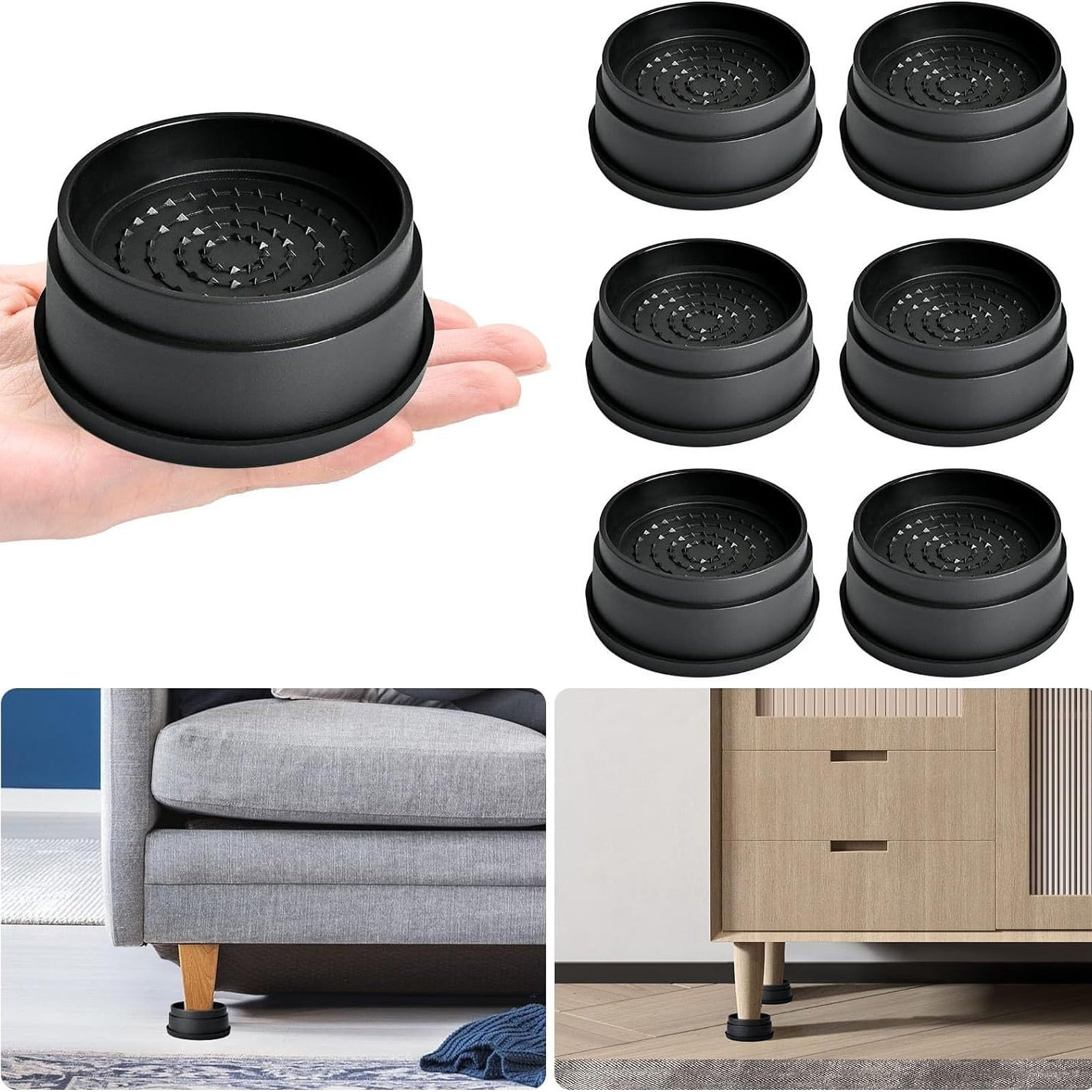 Hariumiu 4/6/8Pcs 1/2-Inch Round Furniture Riser Heavy Duty Bed Riser ...