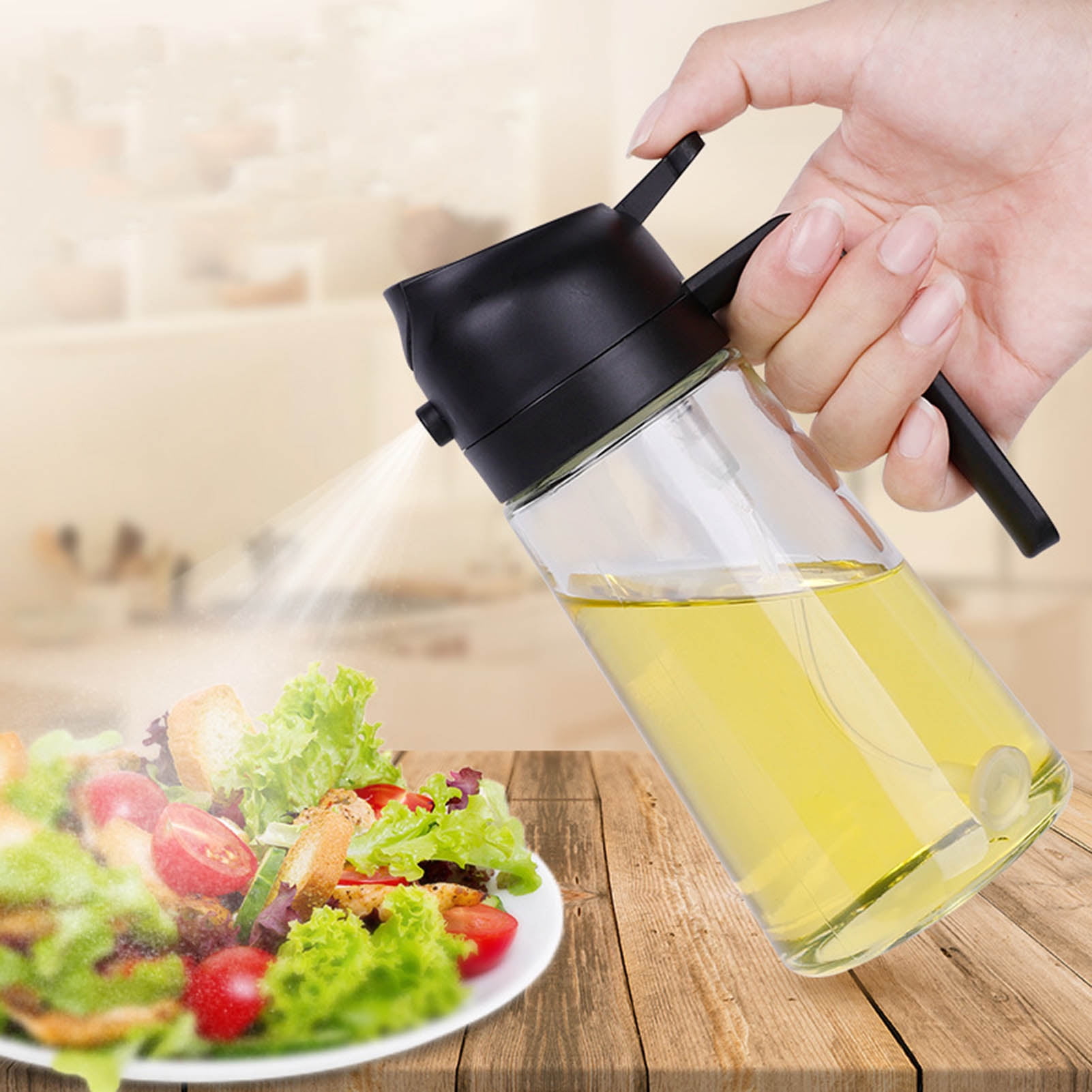 Hariumiu 470ML Oil Dispenser Spray Pour 2 in 1 Olive Bottle Sprayer for ...