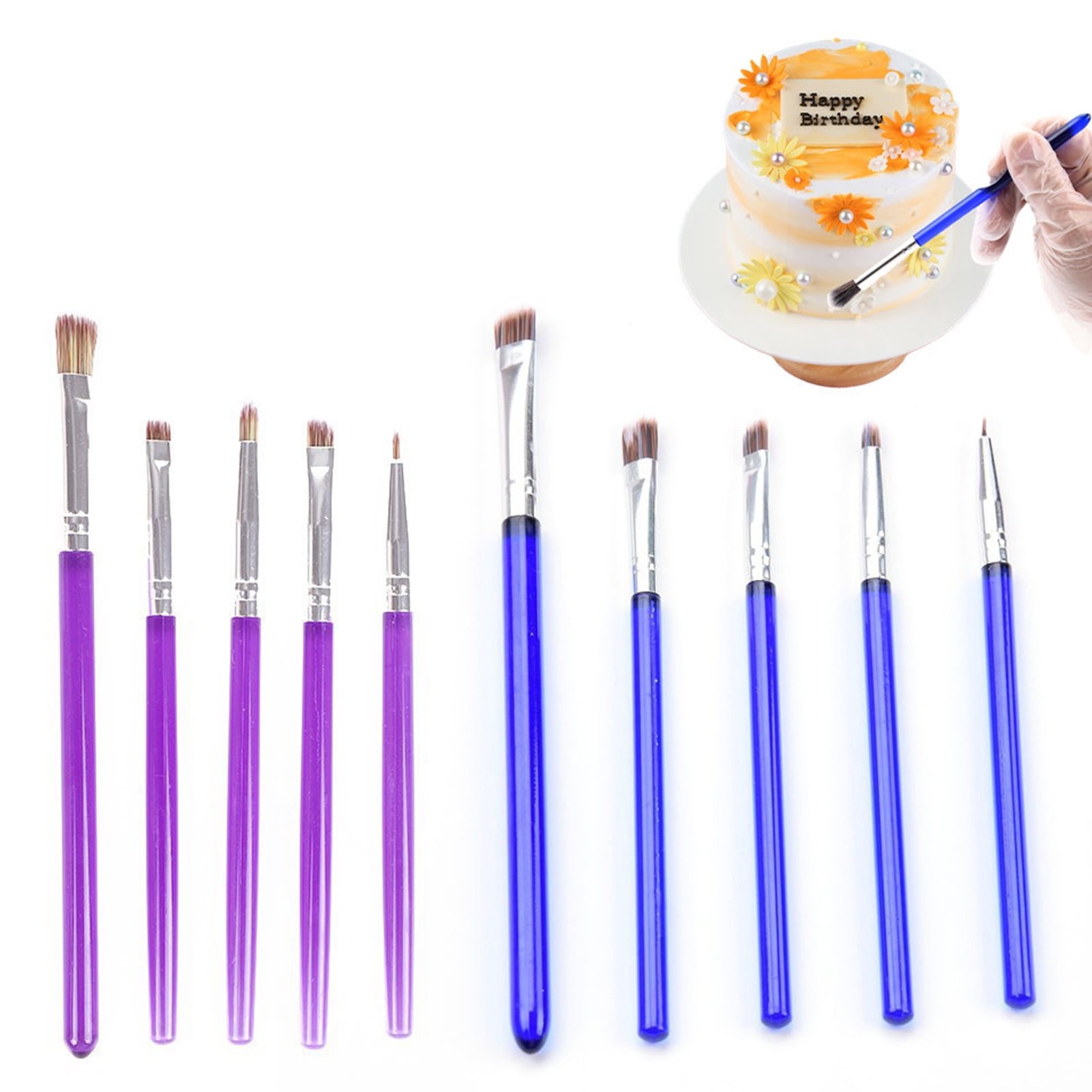 Hariumiu 5Pcs Cake Decorating Brushes Set Food Safe Synthetic Bristle ...