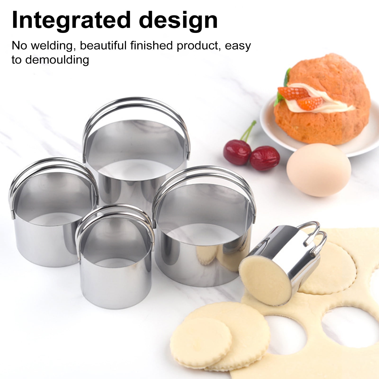 Hariumiu 5Pcs Stainless Steel Cookie Cutter Set with Handle Round ...