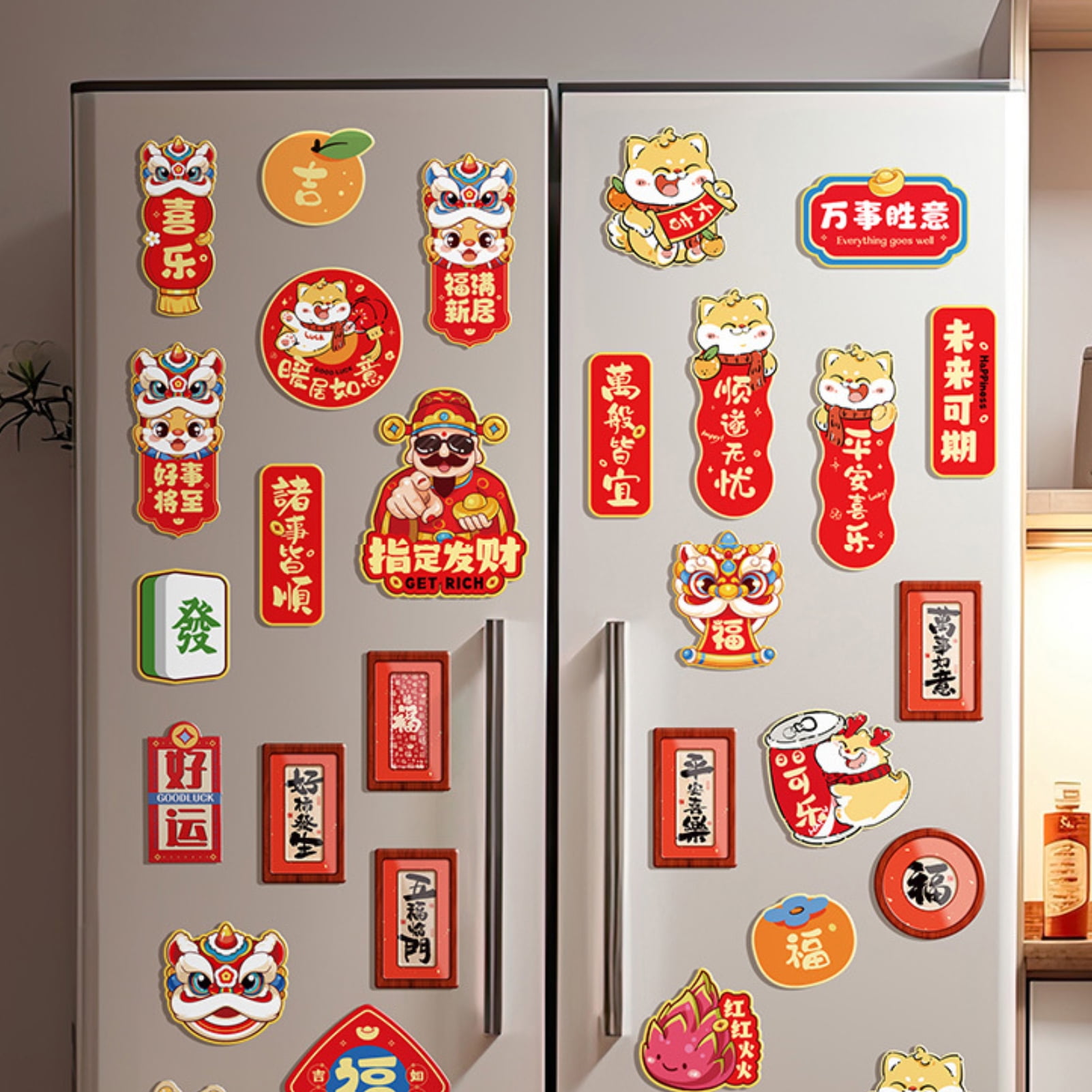 Hariumiu 6 Pcs Refrigerator Magnet Chinese New Year Decorations Good ...