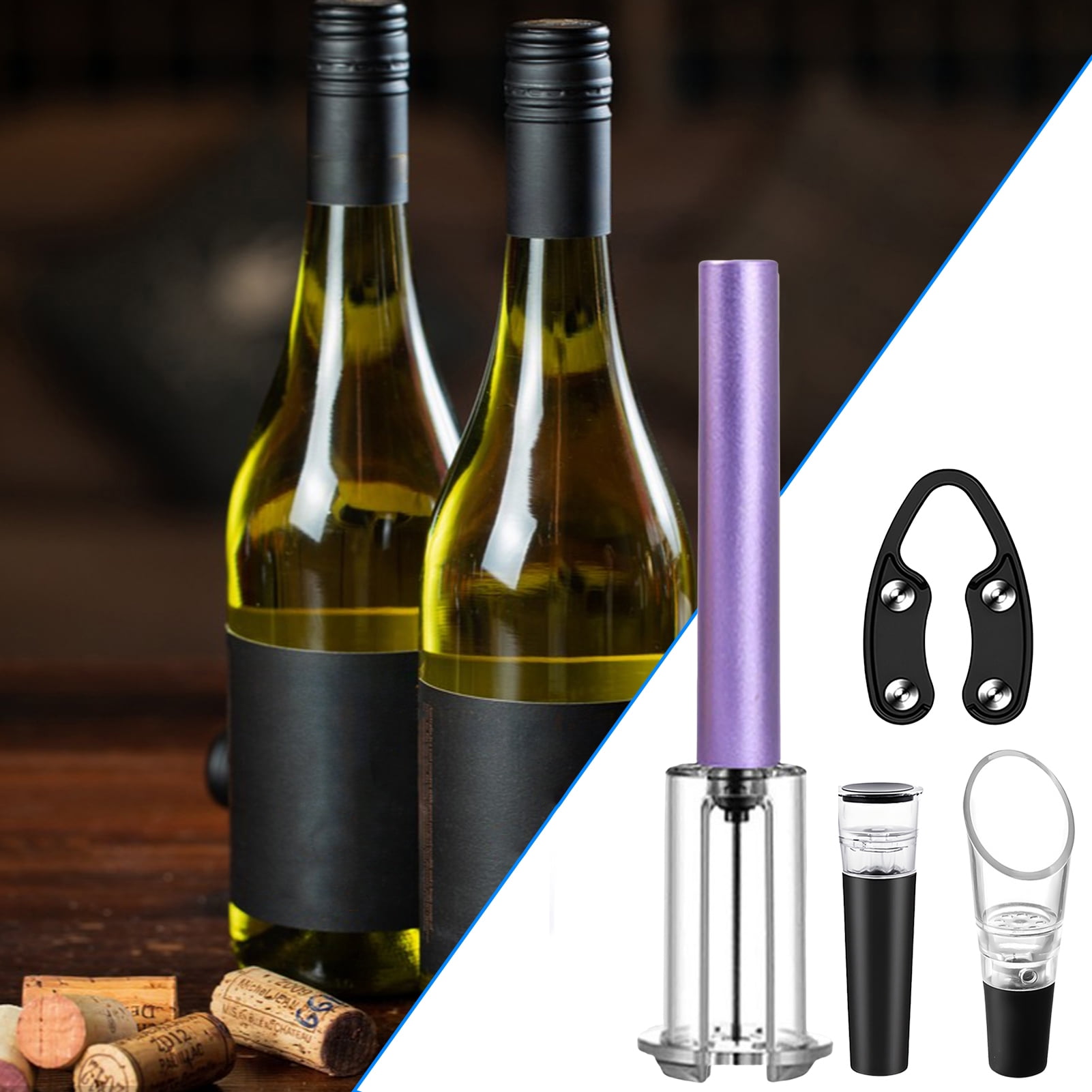 Hariumiu Air Pump Wine Opener Set Easy Air Pressure Cork Remover Bottle ...