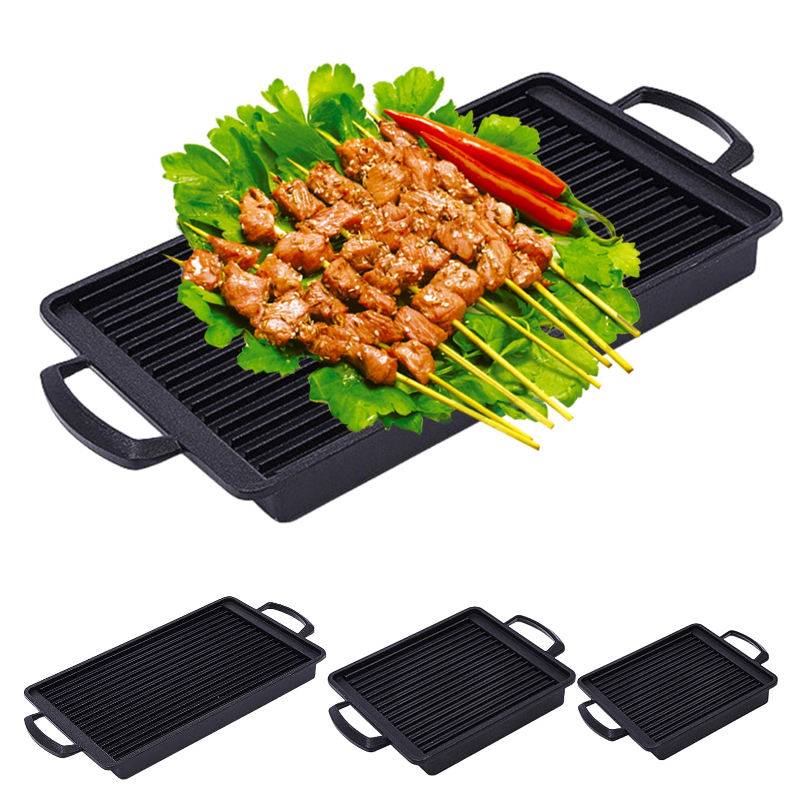 Hariumiu Aluminum Rectangle Griddle with Helper Handles Nonstick ...