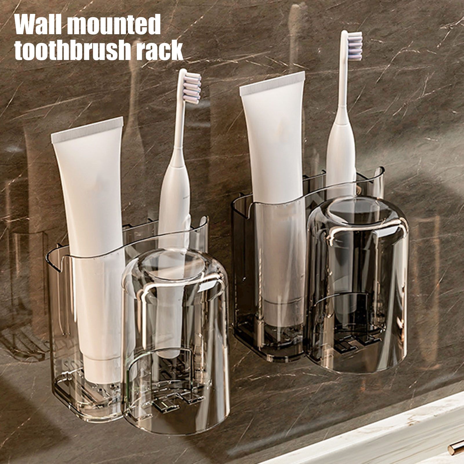 Hariumiu Bathroom Toothbrush Holder Storage Rack Transparent Design ...