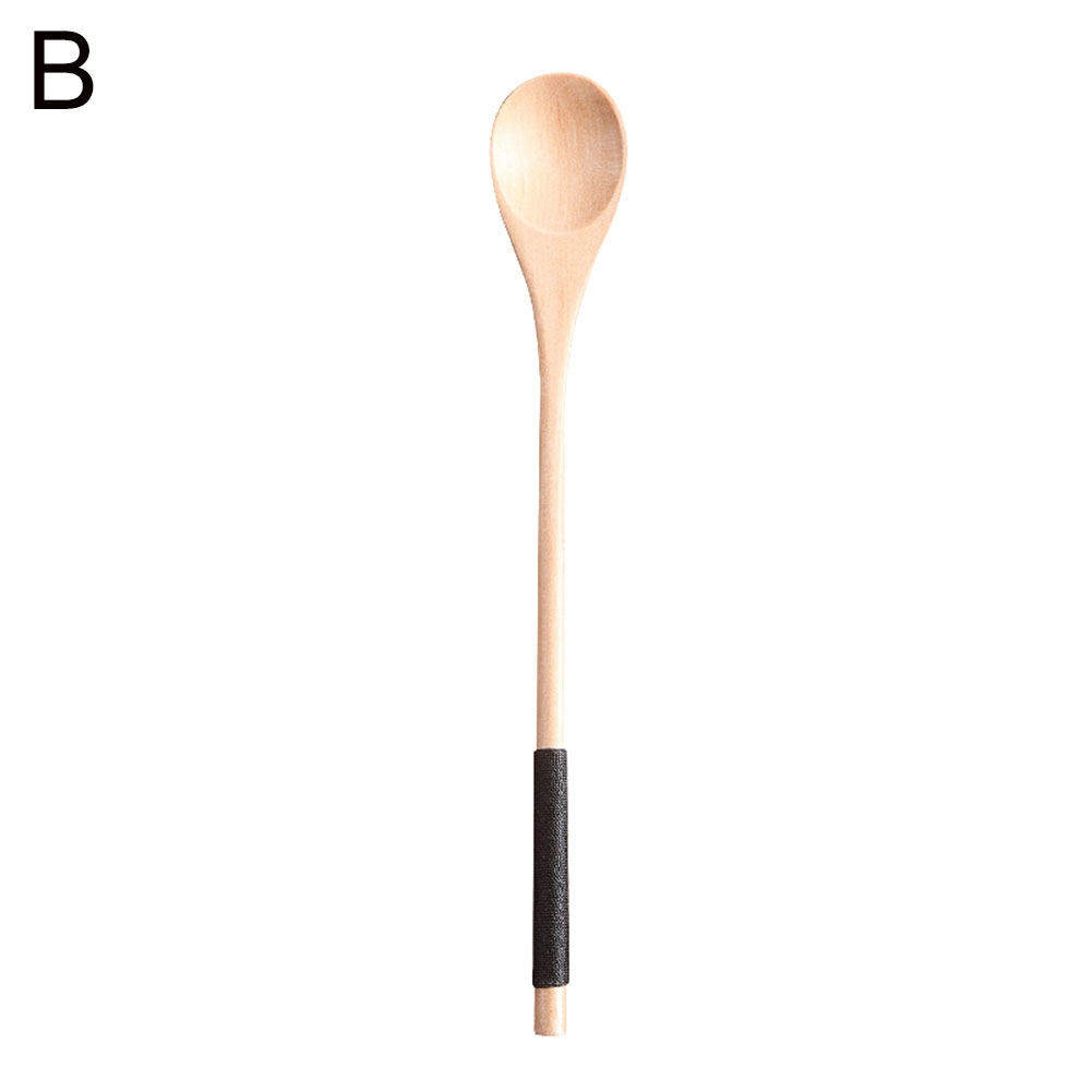 Hariumiu Binding Wooden Long Handle Coffee Soup Condiment Mixing Spoon ...