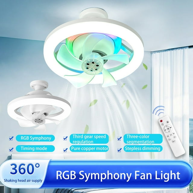 Hariumiu Ceiling Fan with RGB Light Remote Control Timer Auto On/Off ...