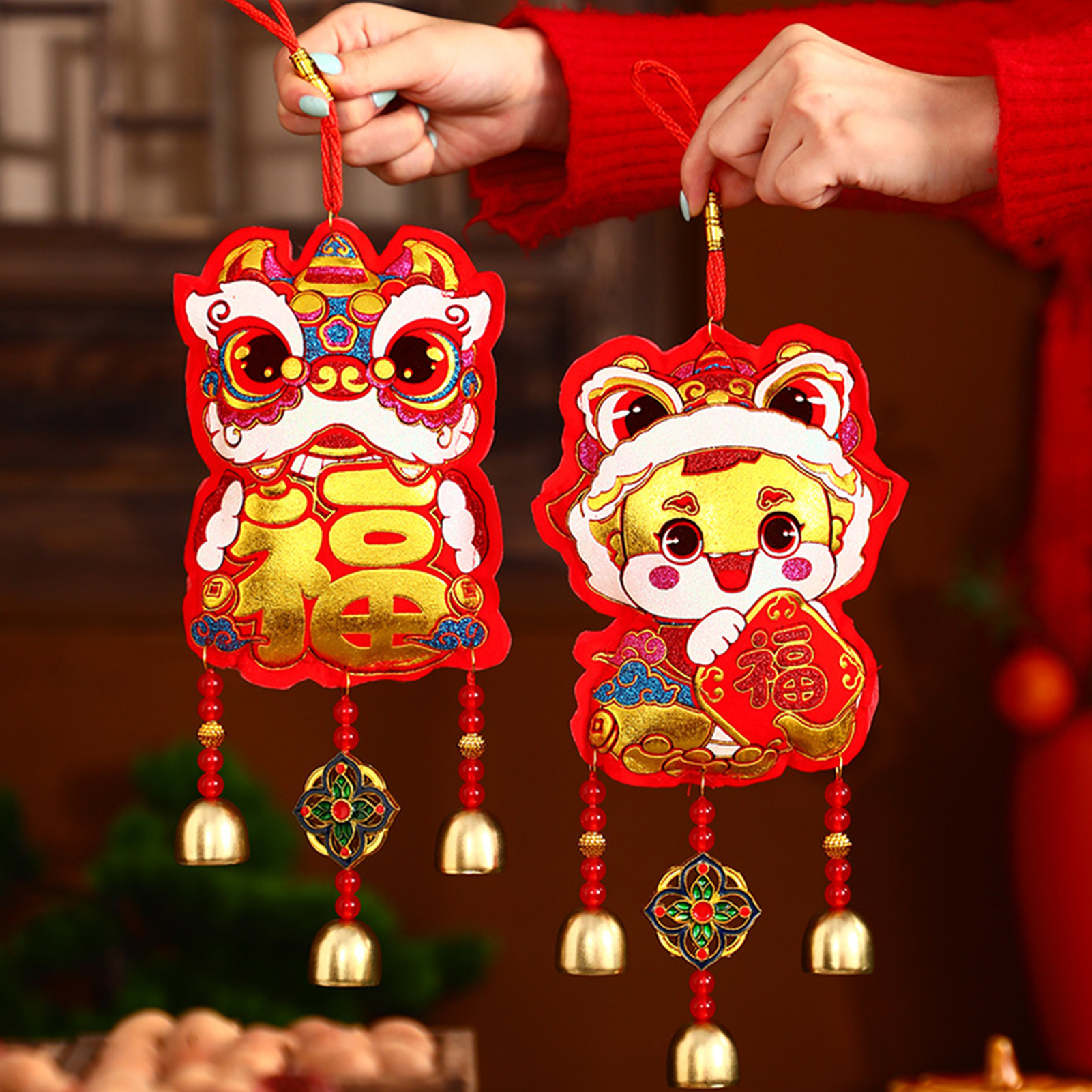 Hariumiu Chinese New Year Ornament Festive Blessing Wind Chime Lunar ...