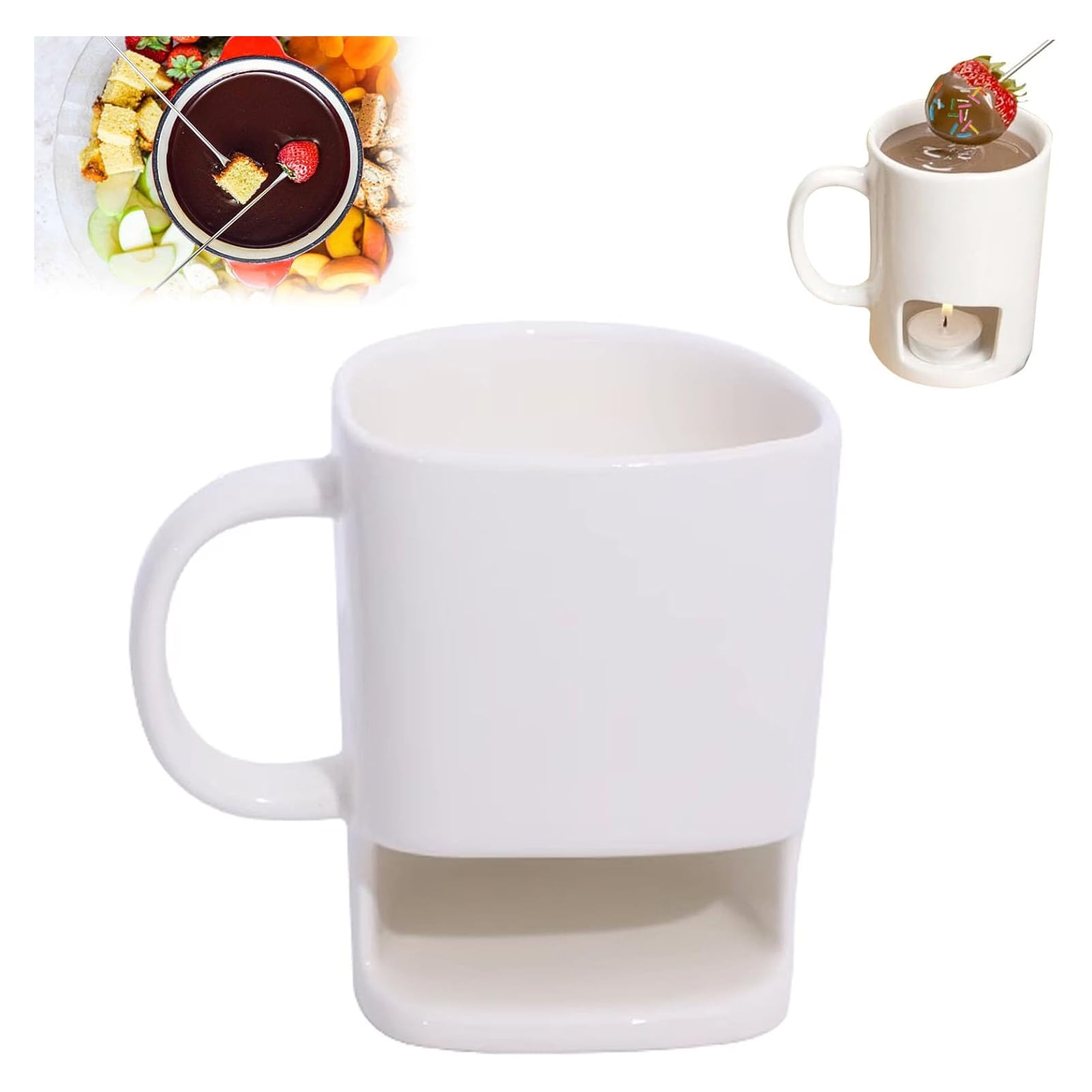Hariumiu Chocolate Fondue Mug Milk Coffee Cup Butter Warmer Ceramic ...