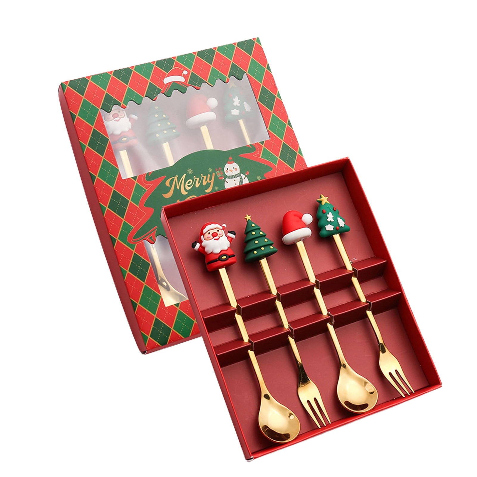 Hariumiu Christmas Spoon Set Christmas-themed Stainless Steel Cutlery ...
