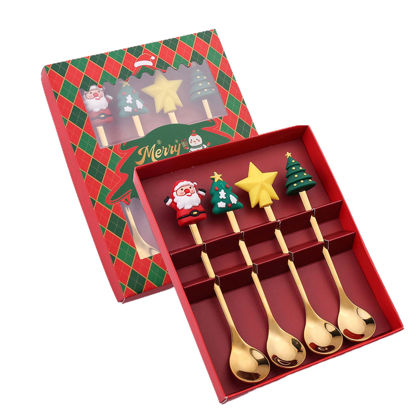 Hariumiu Christmas Spoon Set Christmas-themed Stainless Steel Cutlery ...