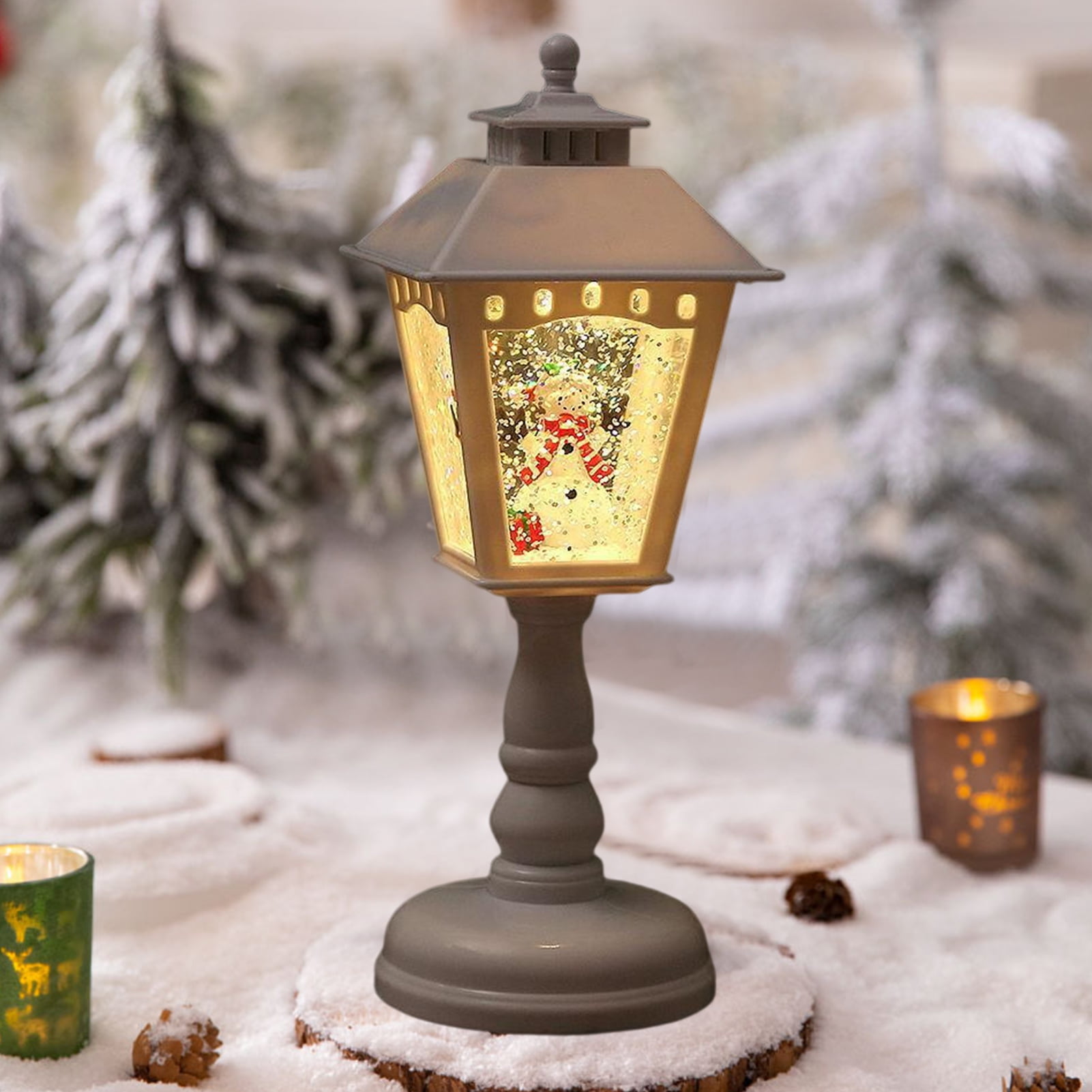 Hariumiu Christmas Table Lamp Christmas Snow Globe Candles Light Lamp ...