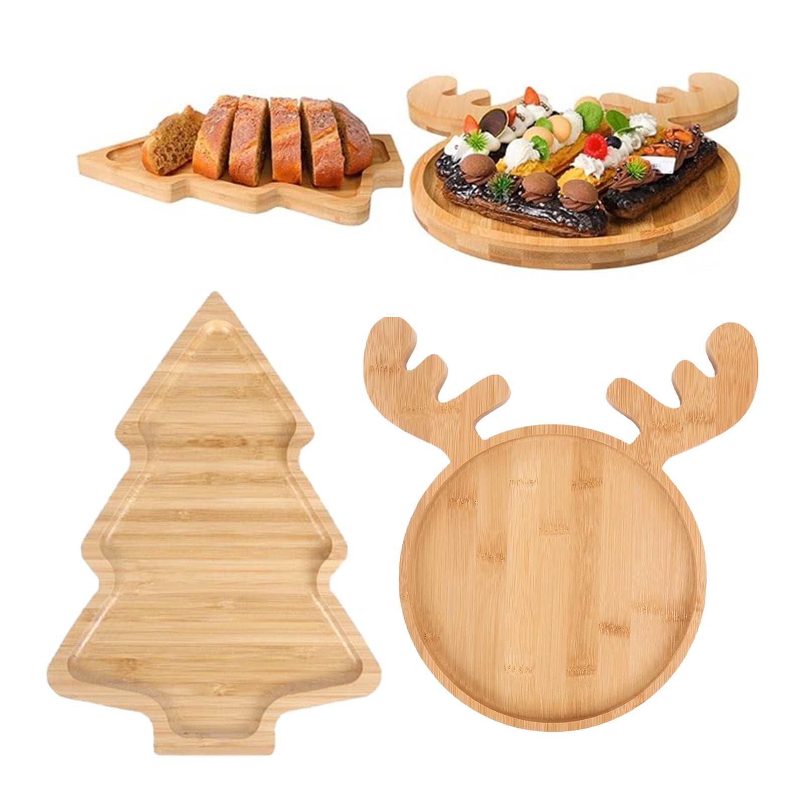 Hariumiu Christmas Wooden Tray Tree Santa Hat Elk Shape Rustic Multi ...