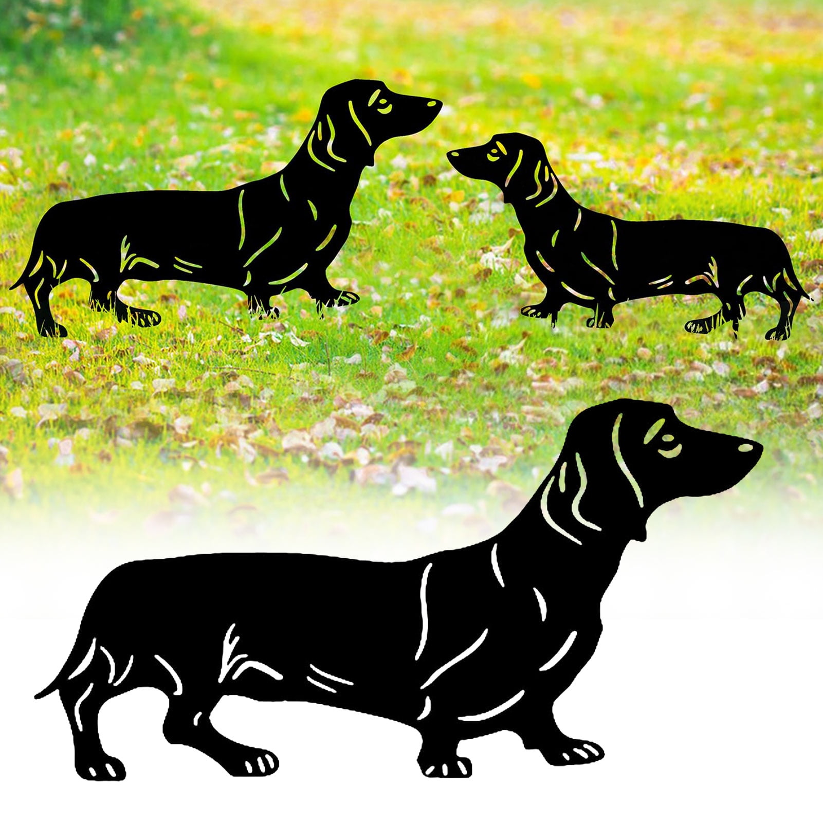 Hariumiu Dachshund Garden Stake Metal Black Dog Silhouette Stake ...