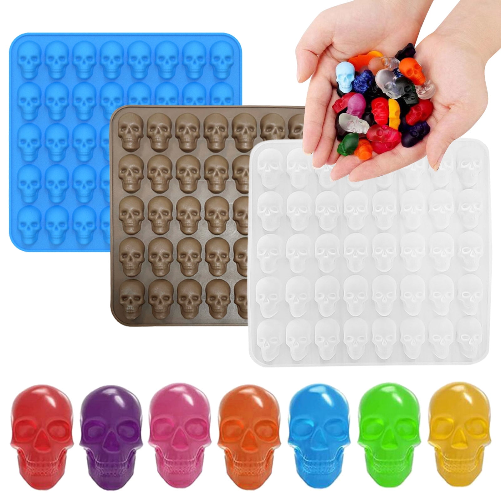 Hariumiu Decor Halloween 40 Cavity Ice Cube Mold, Non-stick Horror ...