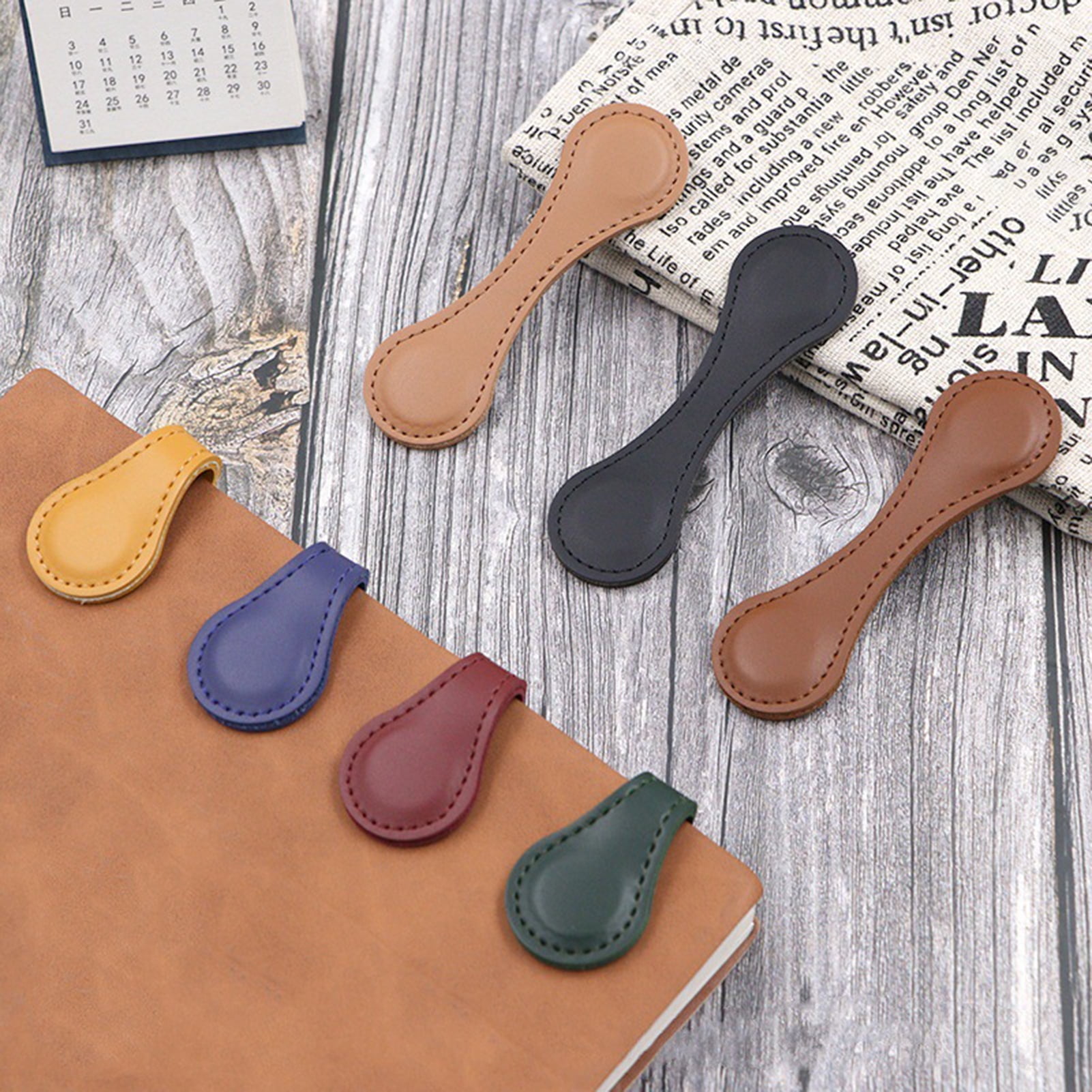 Hariumiu Dual Magnetic Ends Bookmark Engraved Faux Leather Book Mark ...