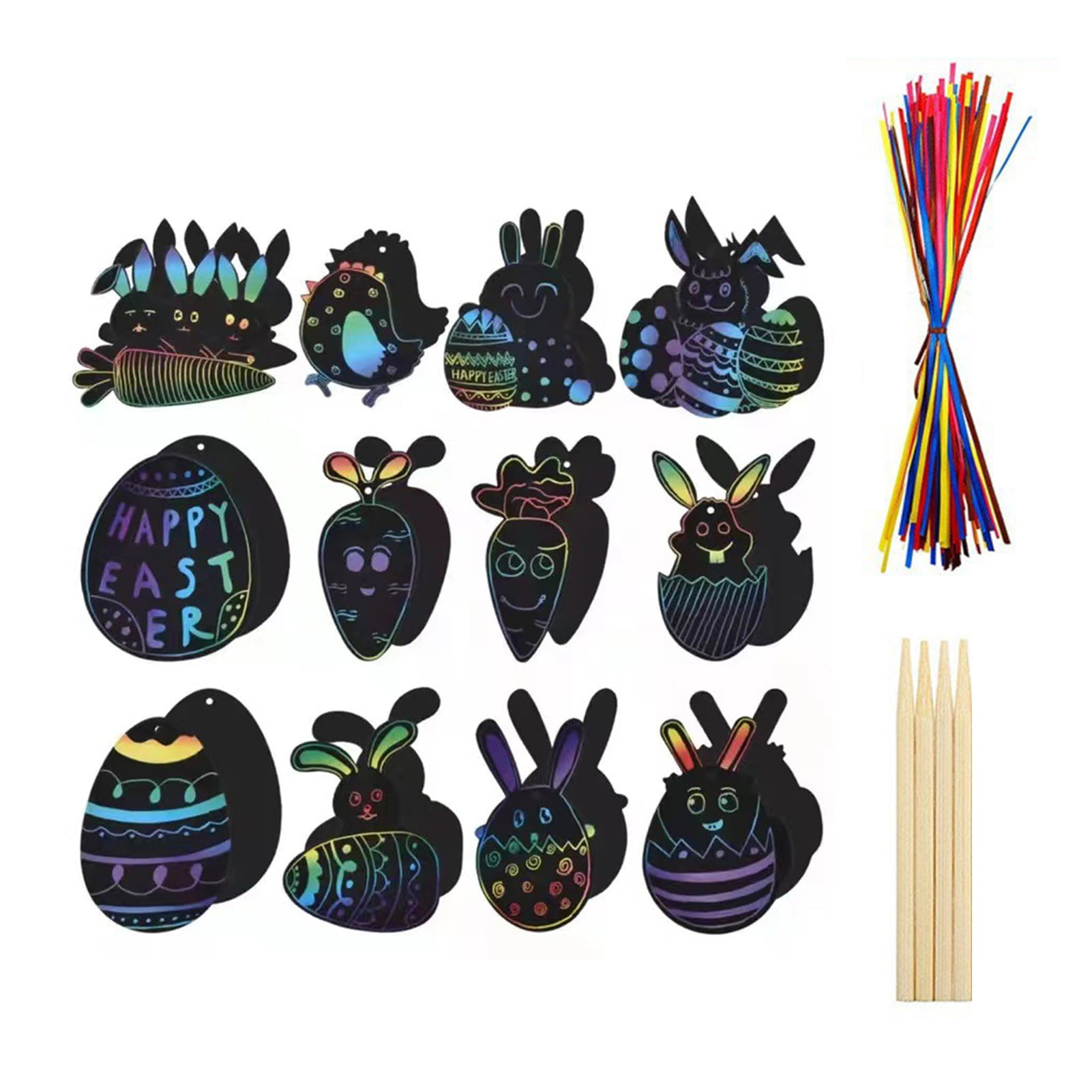Hariumiu Easter Scratch Paper Art-Crafts Gift for Kids Rainbow Magic Paper Supplies Toys for 3 4 ...