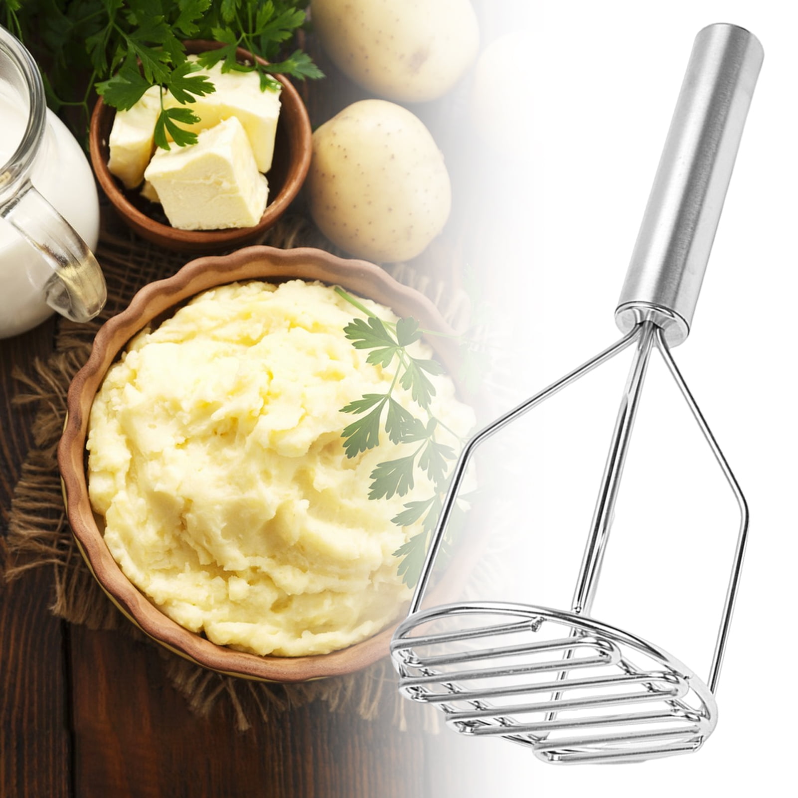 Hariumiu Ergonomic Handle Potato Masher Stainless Steel Potato Masher ...