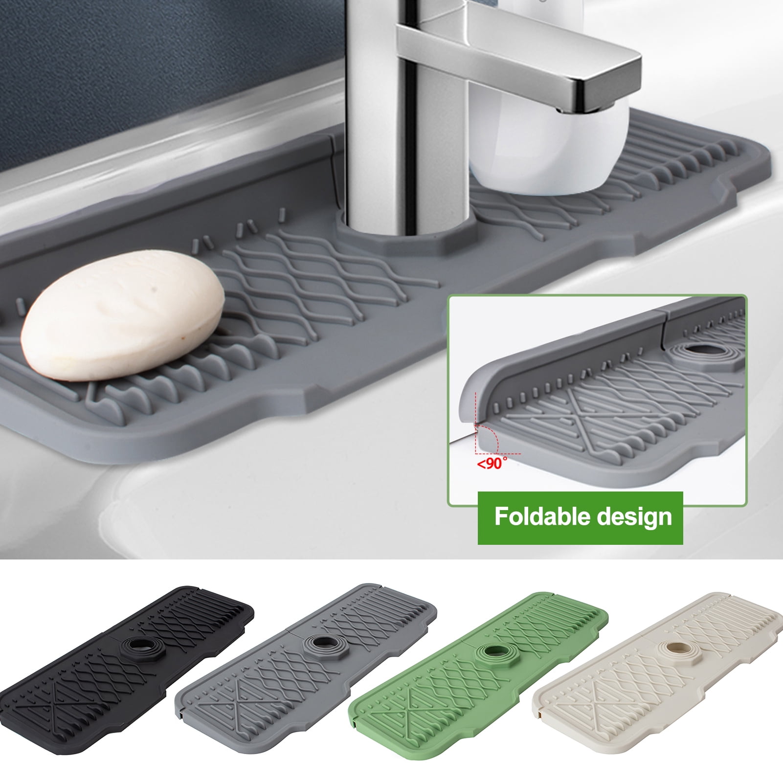 Hariumiu Faucet Splash Pad Foldable Splash-resistant Slope Easy ...