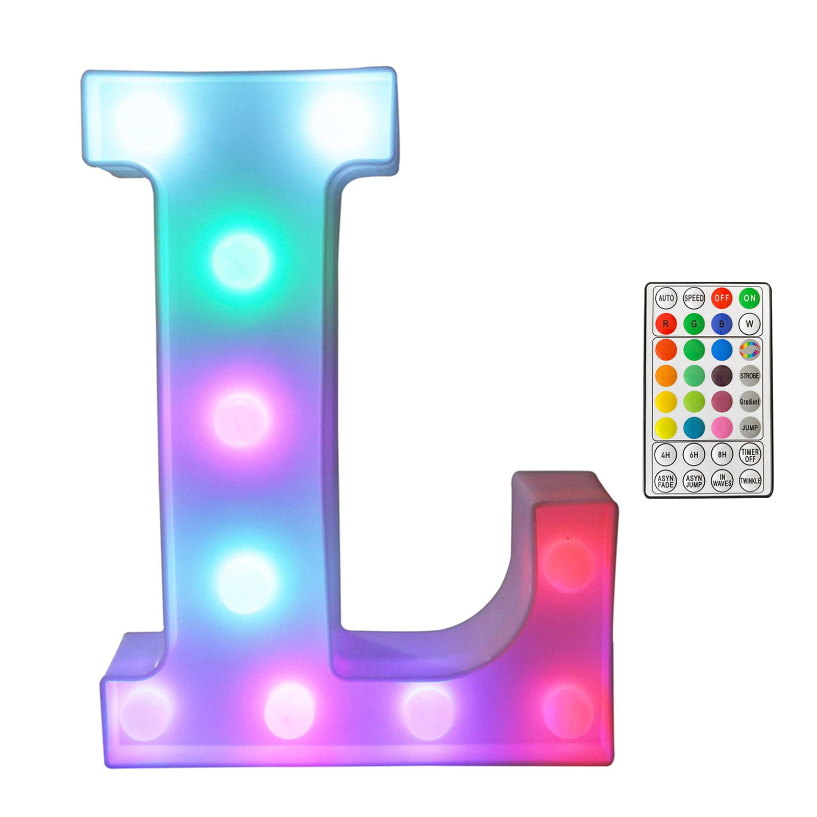 Hariumiu Flashing Letter Light Colorful Led Letter Lights with Remote 4 ...