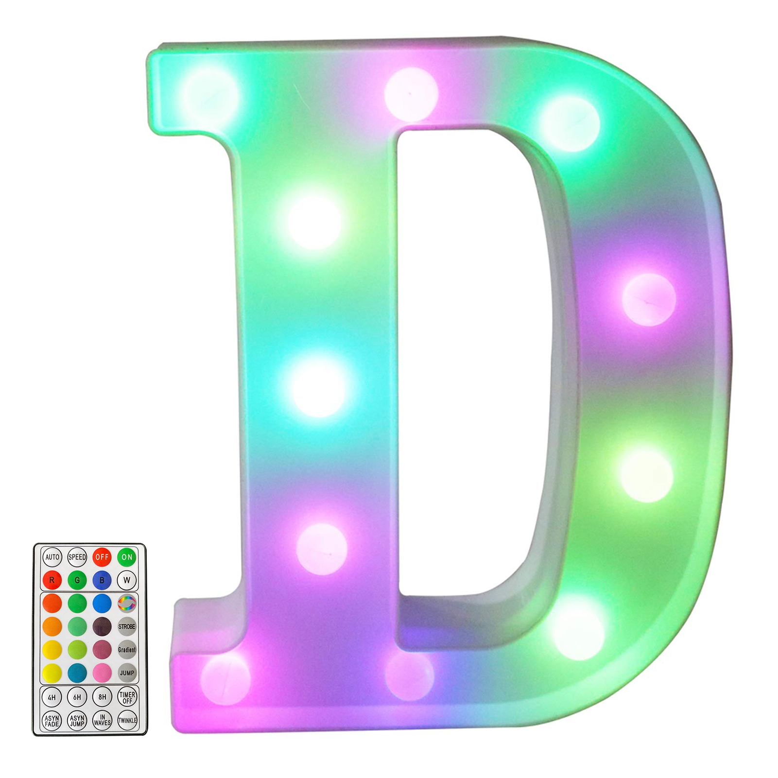 Hariumiu Flashing Letter Light Colorful Led Letter Lights with Remote 4 ...