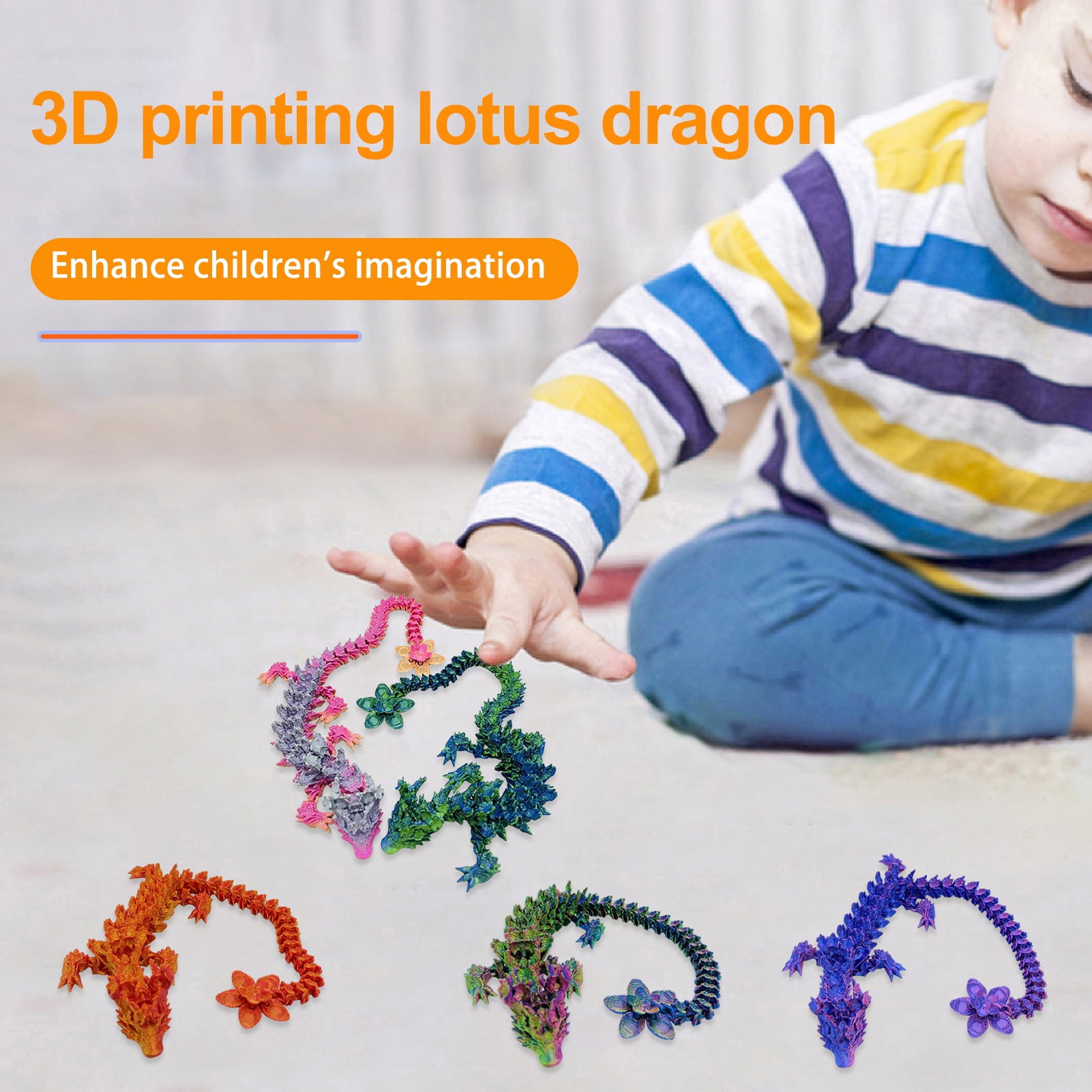 Hariumiu Flower Dragon Ornament 11.8 Inch Articulated Dragon Fantasy 3D ...