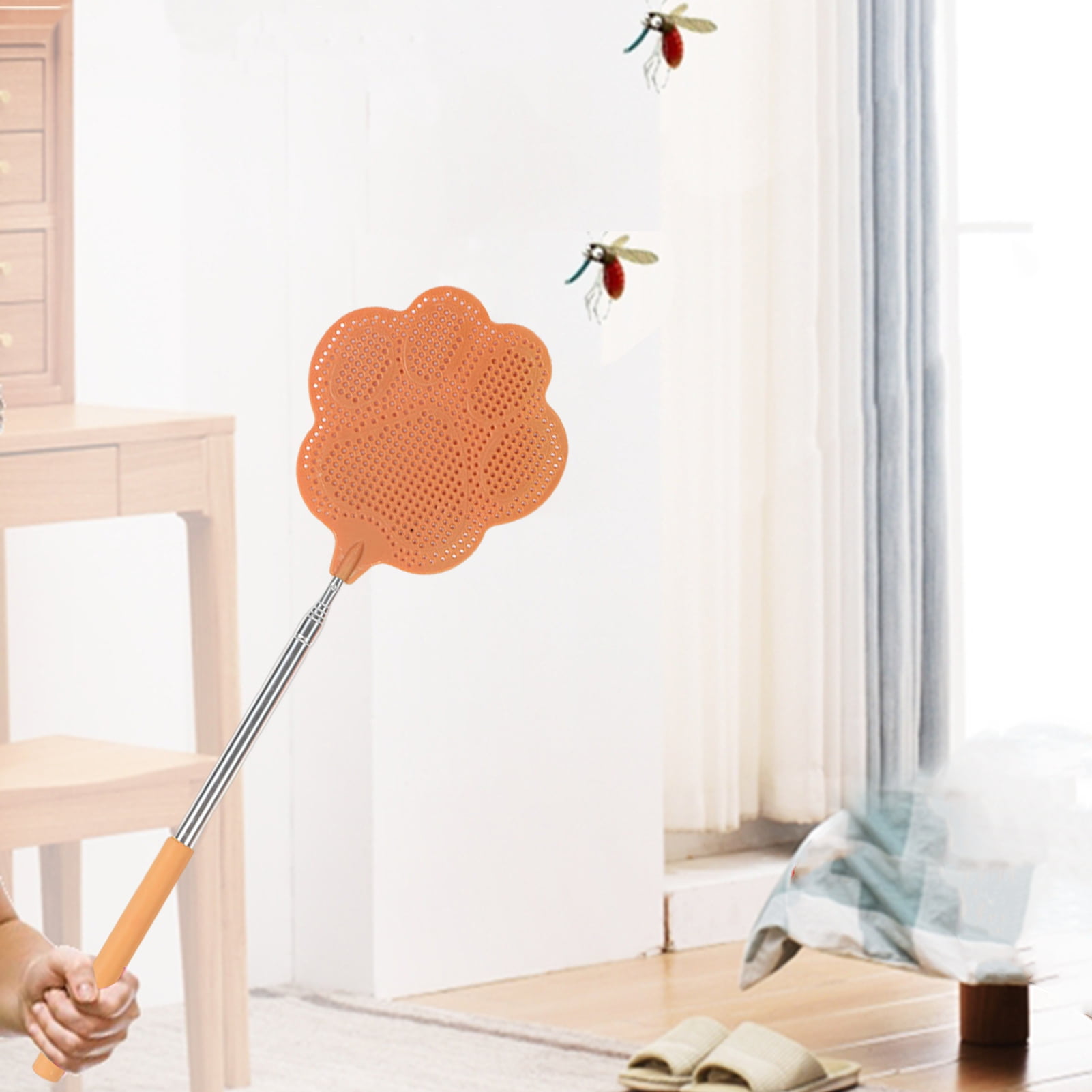 Hariumiu Fly Swatter Retractable Long Handle Palm Shape Heavy Duty ...