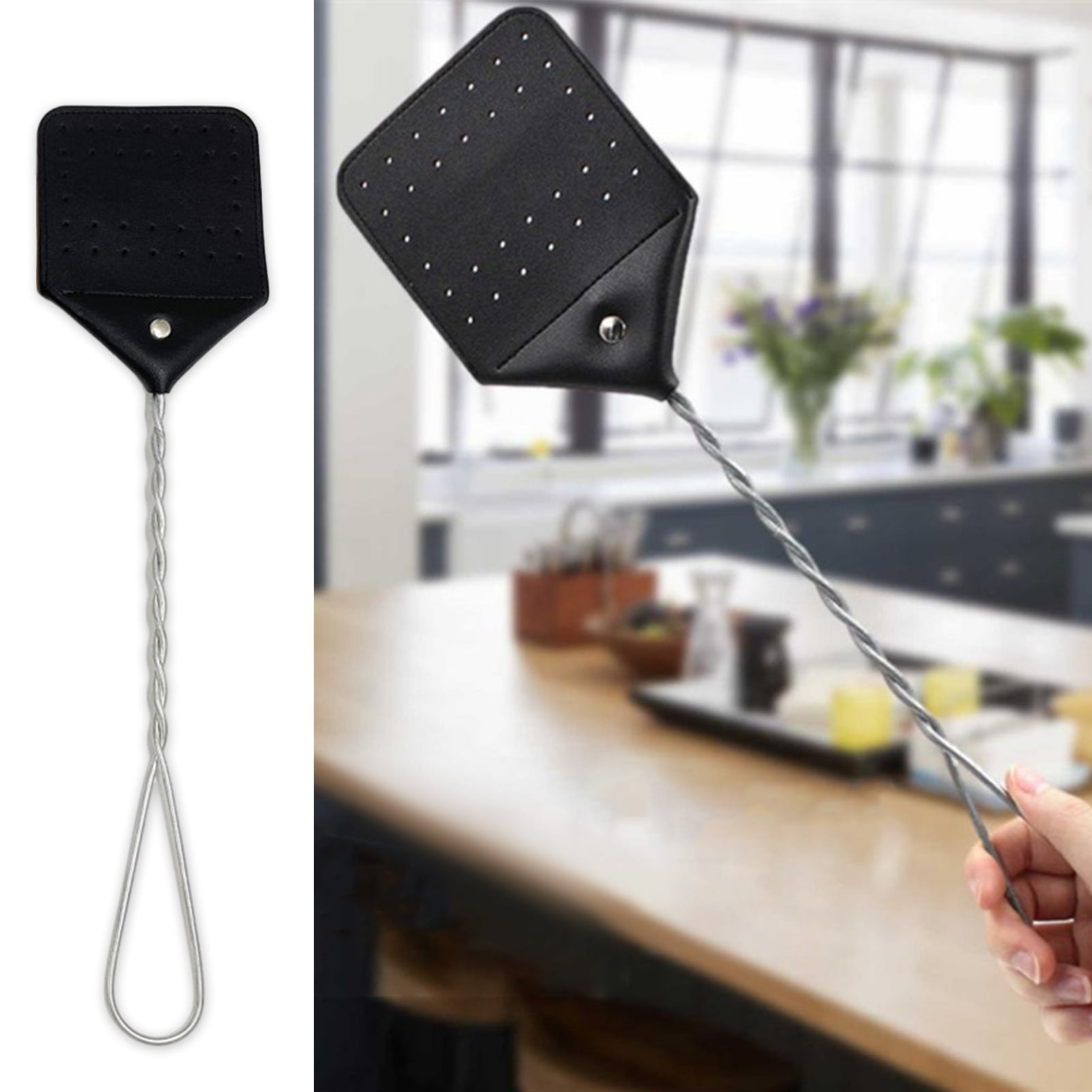 Hariumiu Fly Swatter Zapper Faux Leather Fly Swatter Indoor Outdoor ...
