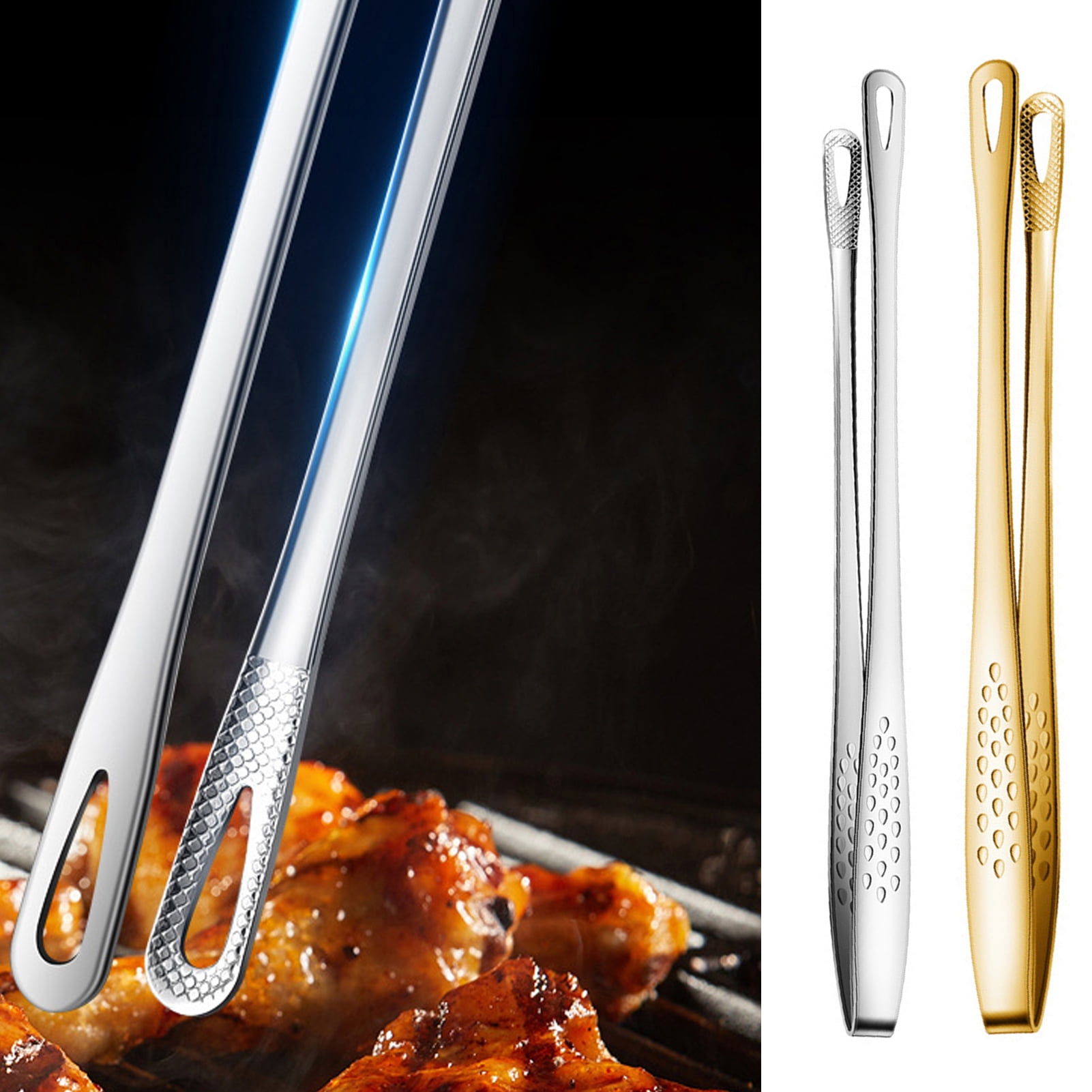 Hariumiu Food Clip Long Handle Stainless Steel BBQ Steak Clip Heat ...