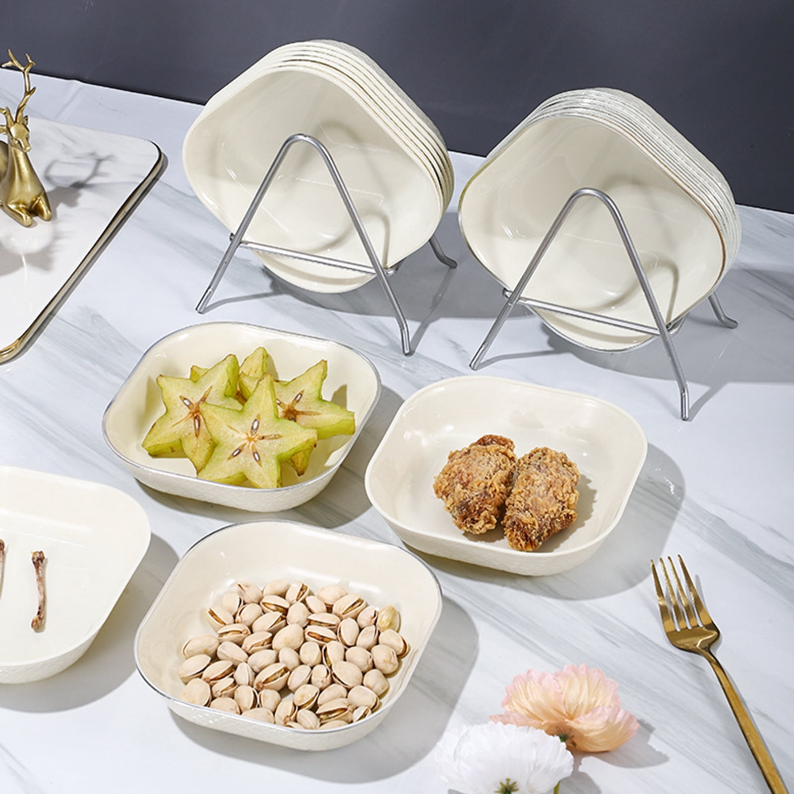 Hariumiu Food Dish Smooth Surface Snack Fruit Plate Flat Bottom Plastic ...