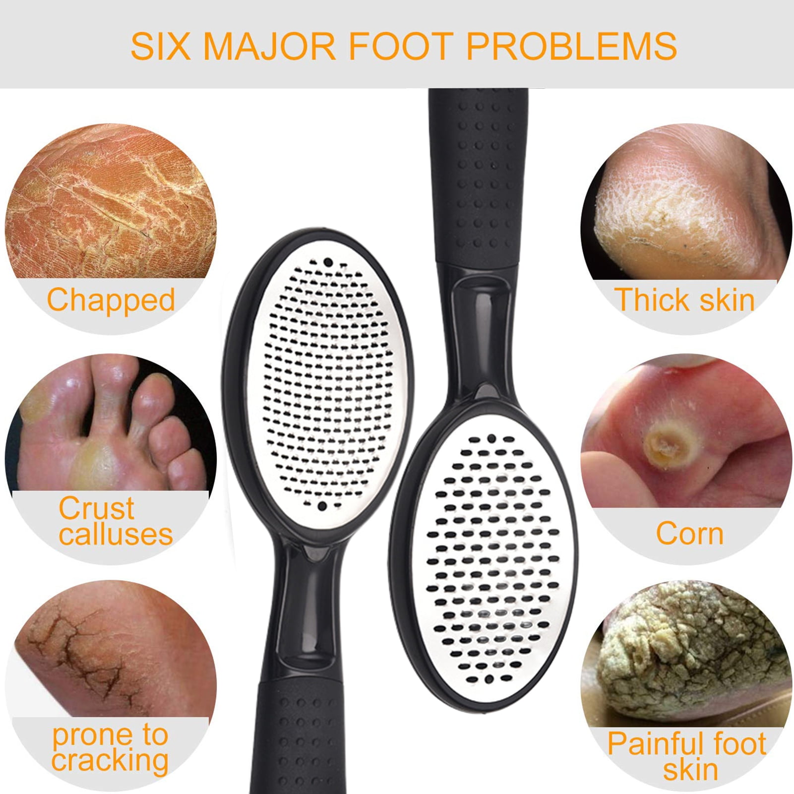 Hariumiu Foot Grinder Stainless Steel Foot Callus Remover Kit ...