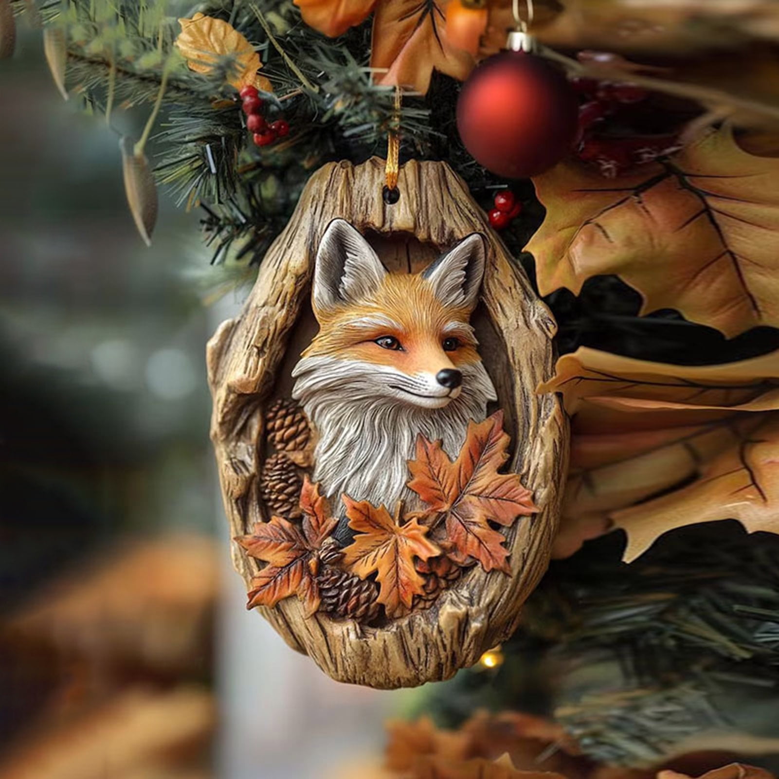 Hariumiu Fox Christmas Ornament 2D Acrylic Forest Animal Hanging ...