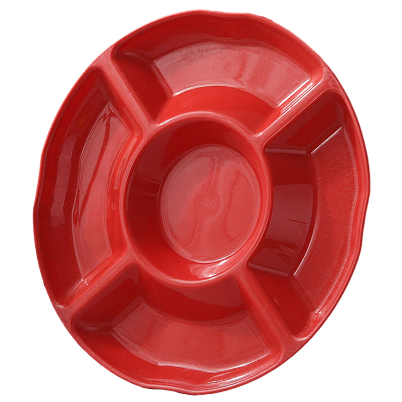 Hariumiu Fruit Plate Candy Plate 5 Compartments Capacity Round Food ...