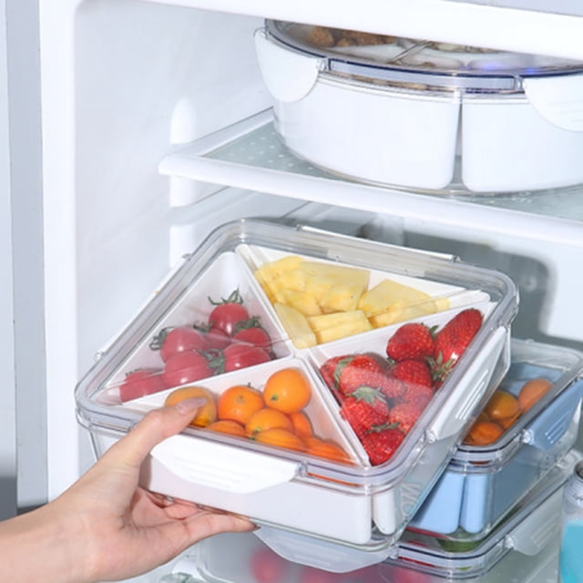 Hariumiu Fruit Tray with Compartments Veggie Tray with Lid 4/6 ...