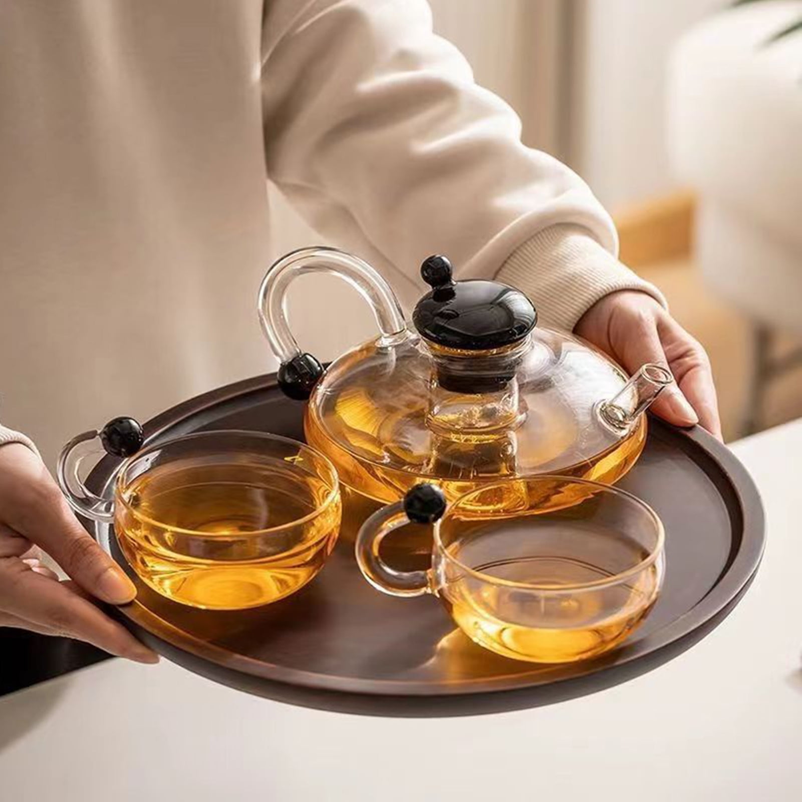 Hariumiu Glass Tea Pot with Removable Tea Brewer Filtration Heat ...