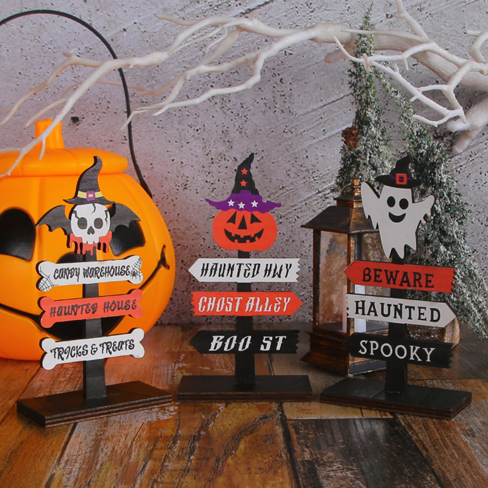 Hariumiu Halloween Table Decoration Halloween Desktop Wood Decoration ...