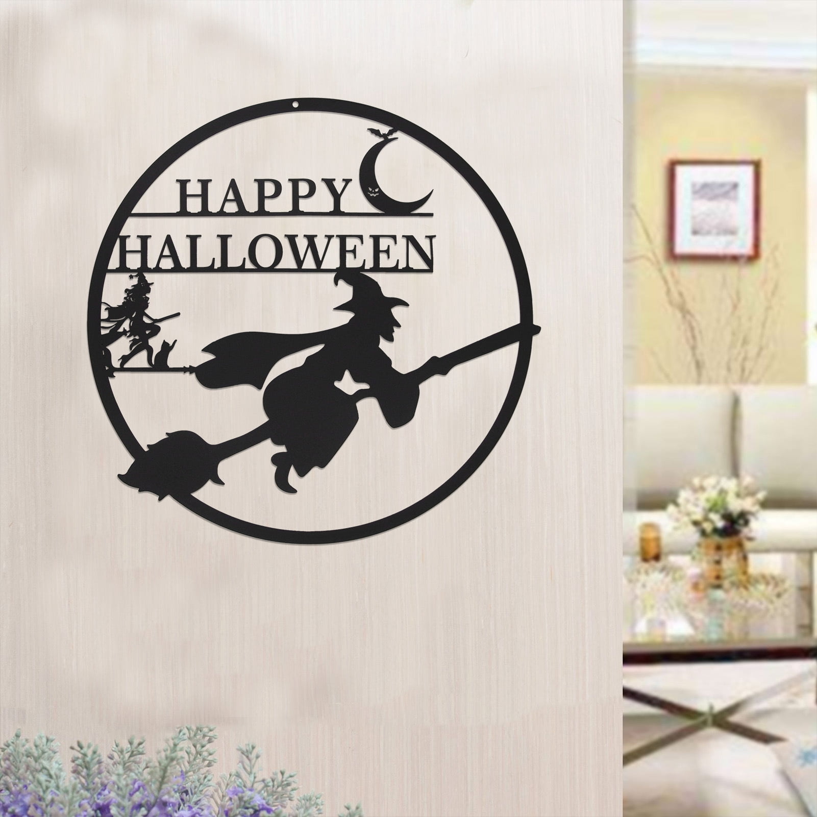Hariumiu Halloween Witch Metal Wall Decoration Home Office Living Room ...