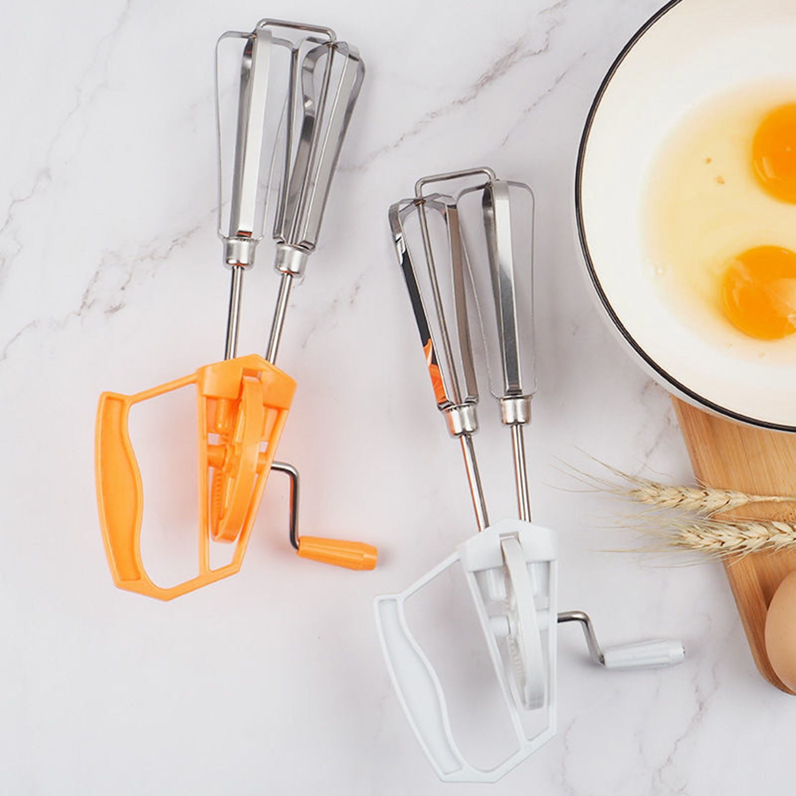 Hariumiu Hand Rotary Cranked Egg Beater Manual Double-head Stainless ...