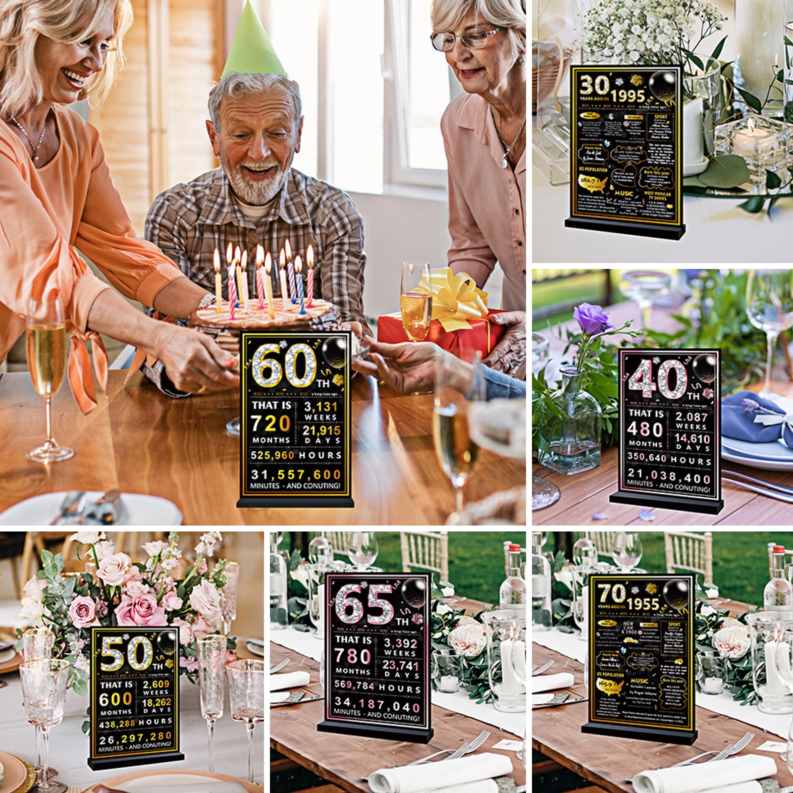 Hariumiu Happy Birthday Poster Acrylic Sign 30th/40th/50th/60th/65th ...