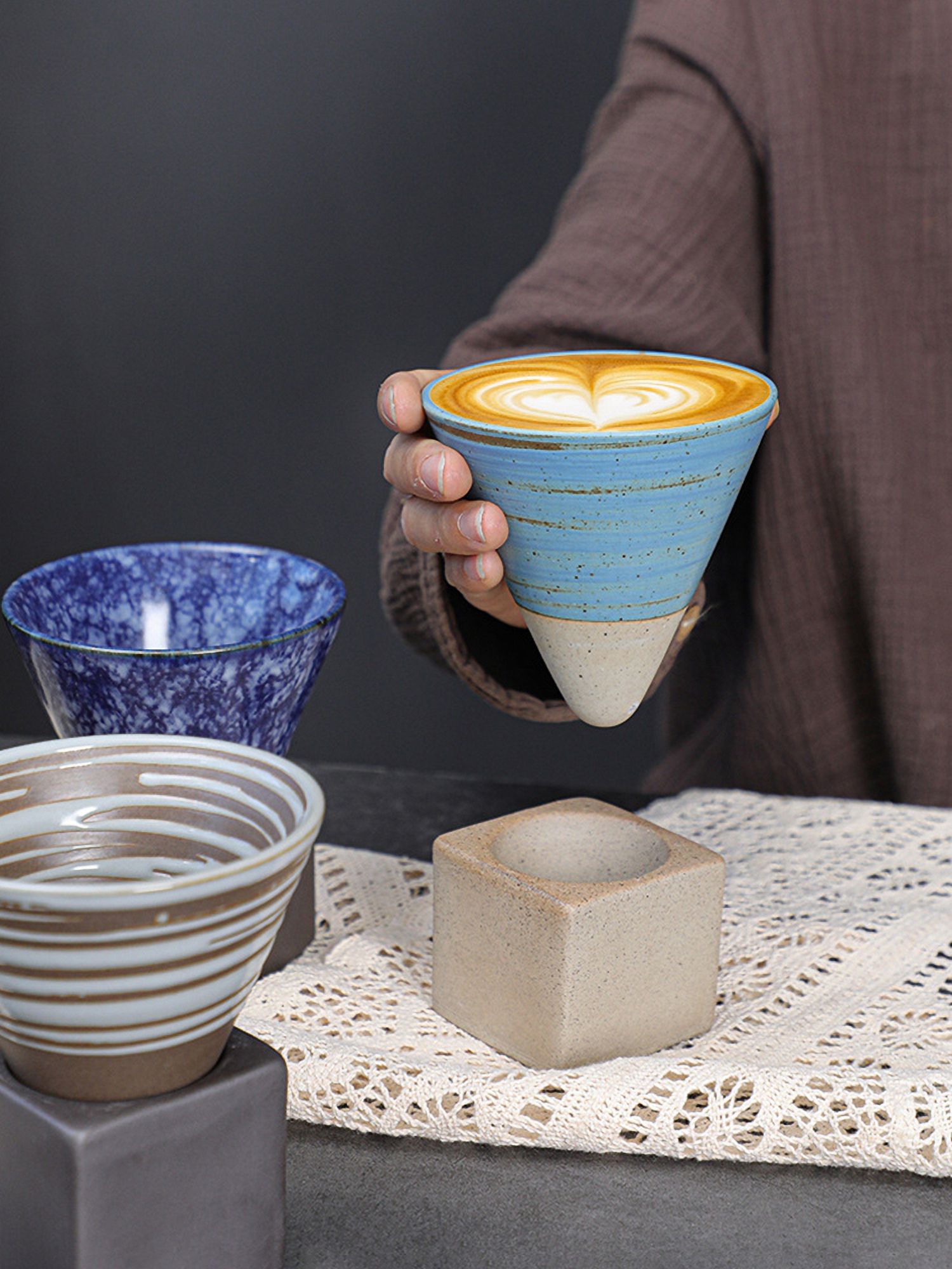 Hariumiu Heat-resistant Coffee Cup 200ml Pottery Funnel Coffee Cup with ...