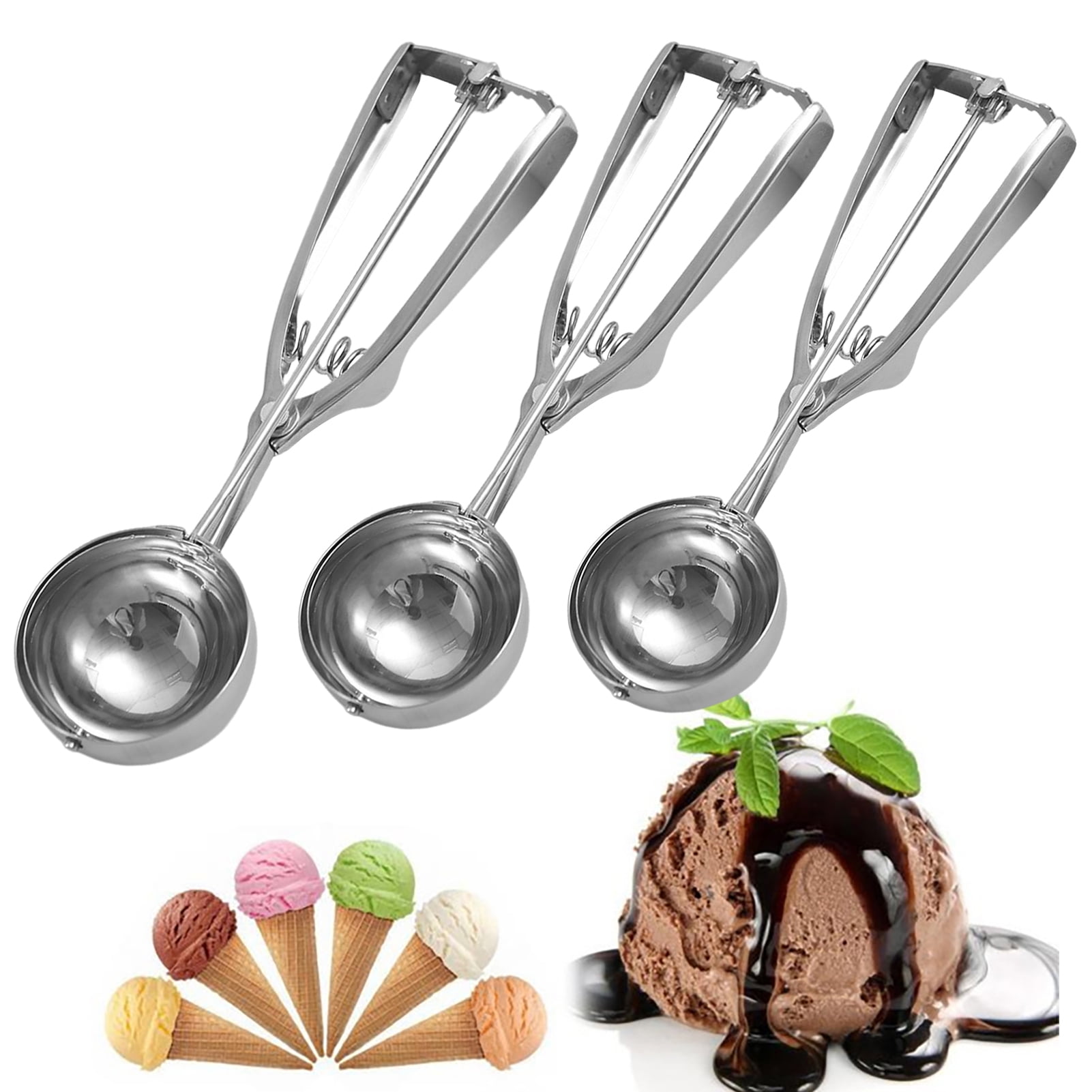 Hariumiu Ice Cream Scoop with with Trigger Release Fruit Melon Baller ...
