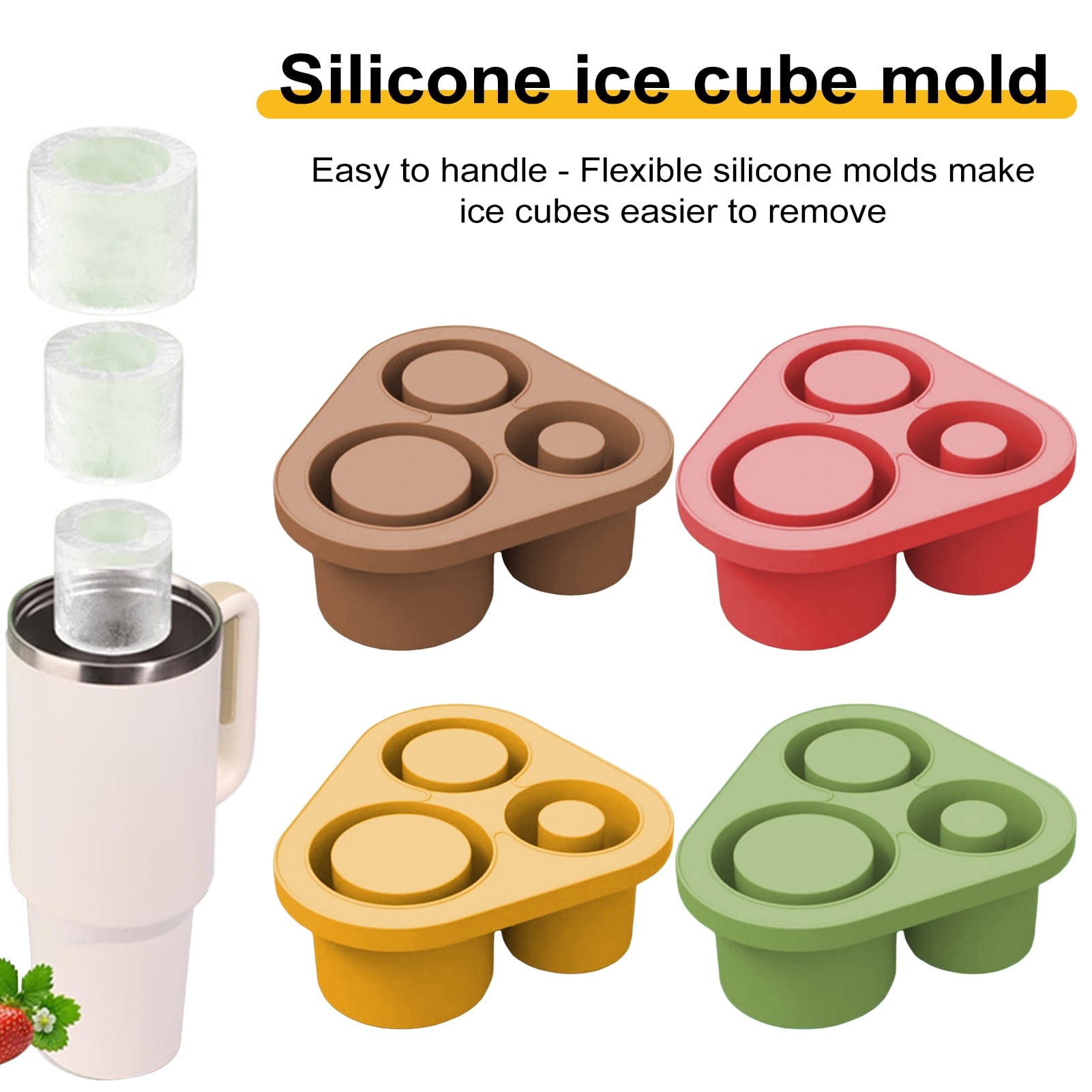 Hariumiu Ice Cube Tray Silicone Mold for Tumbler Cup with Lid Bin Food ...